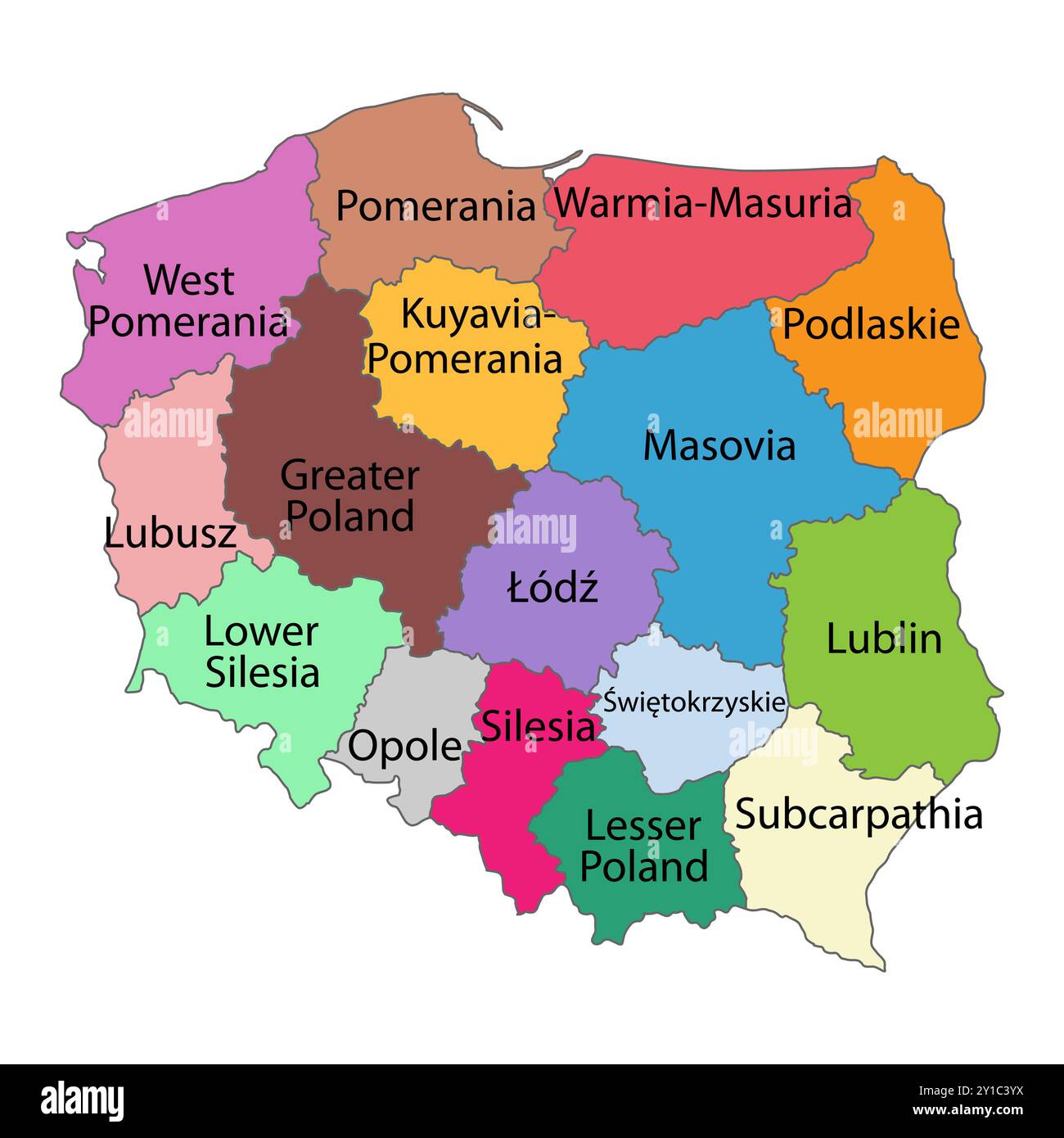 Poland map region shape, travel web flat concept icon vector ...
