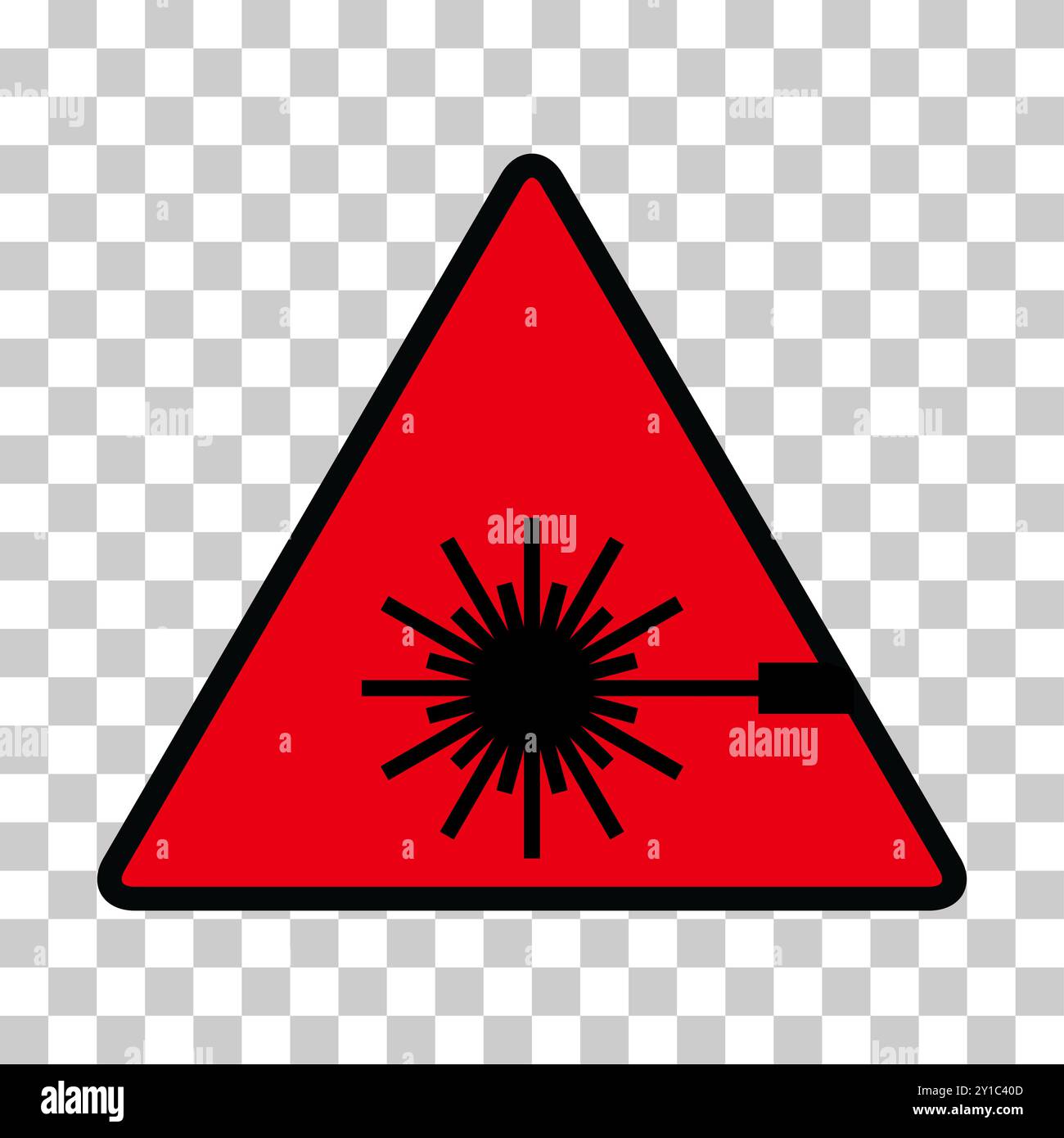 Laser radiation danger label icon, safety protection information symbol ...