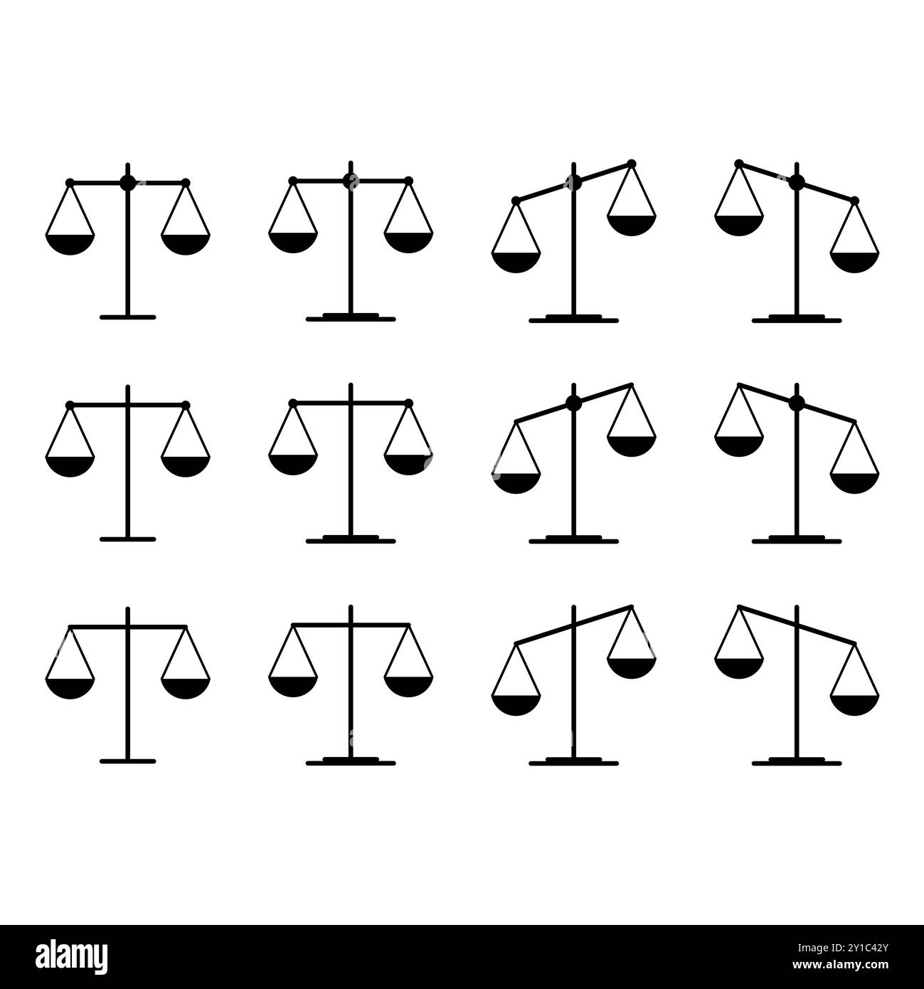 Set of Scale equal icon, lawyer crime web sign, protection balance ...