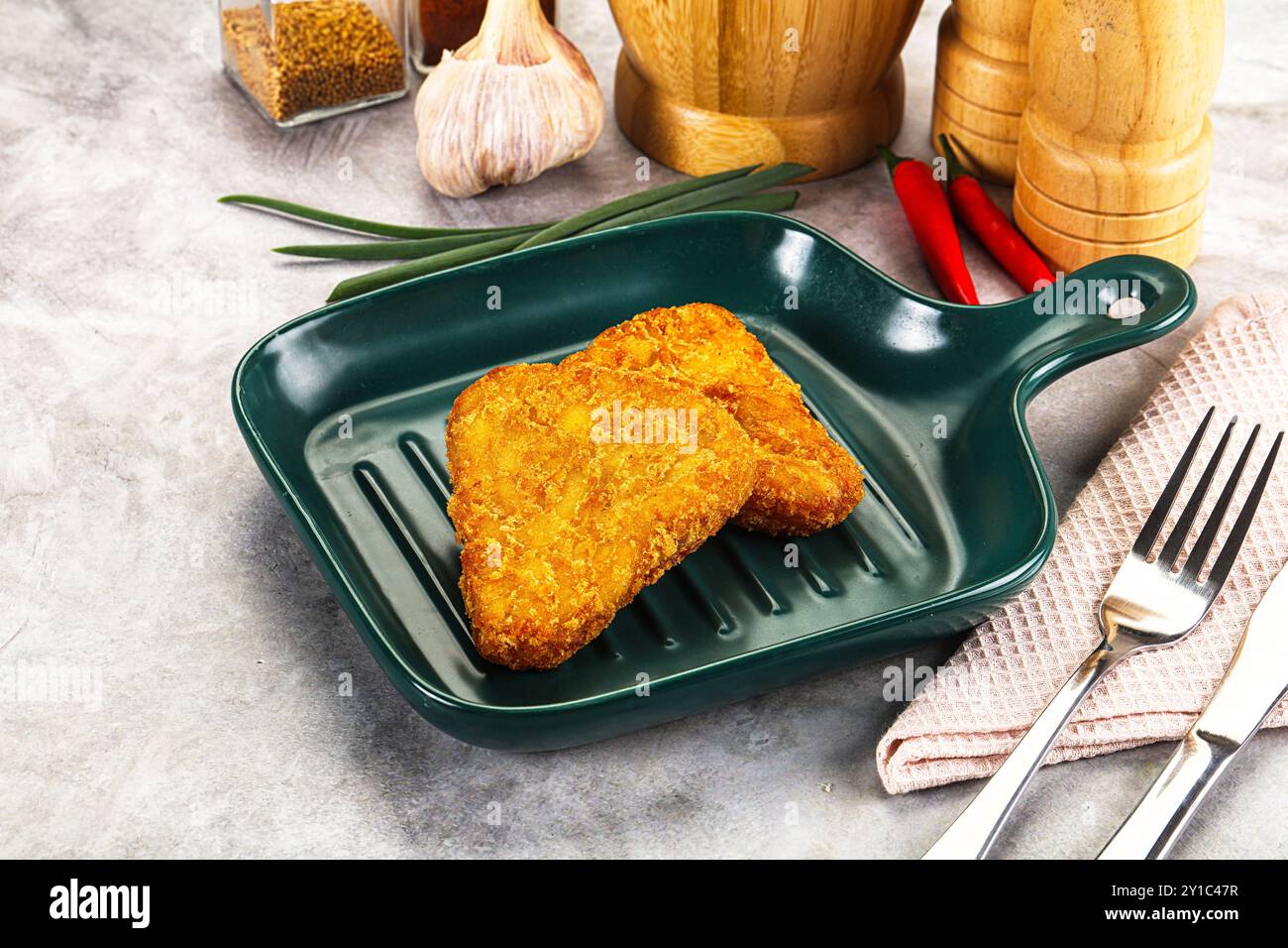 Fried potato hash brown snack for breakfast Stock Photo - Alamy