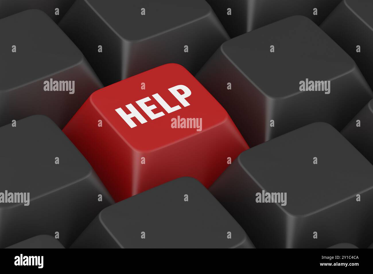 push button with text help. 3D illustration Stock Photo - Alamy