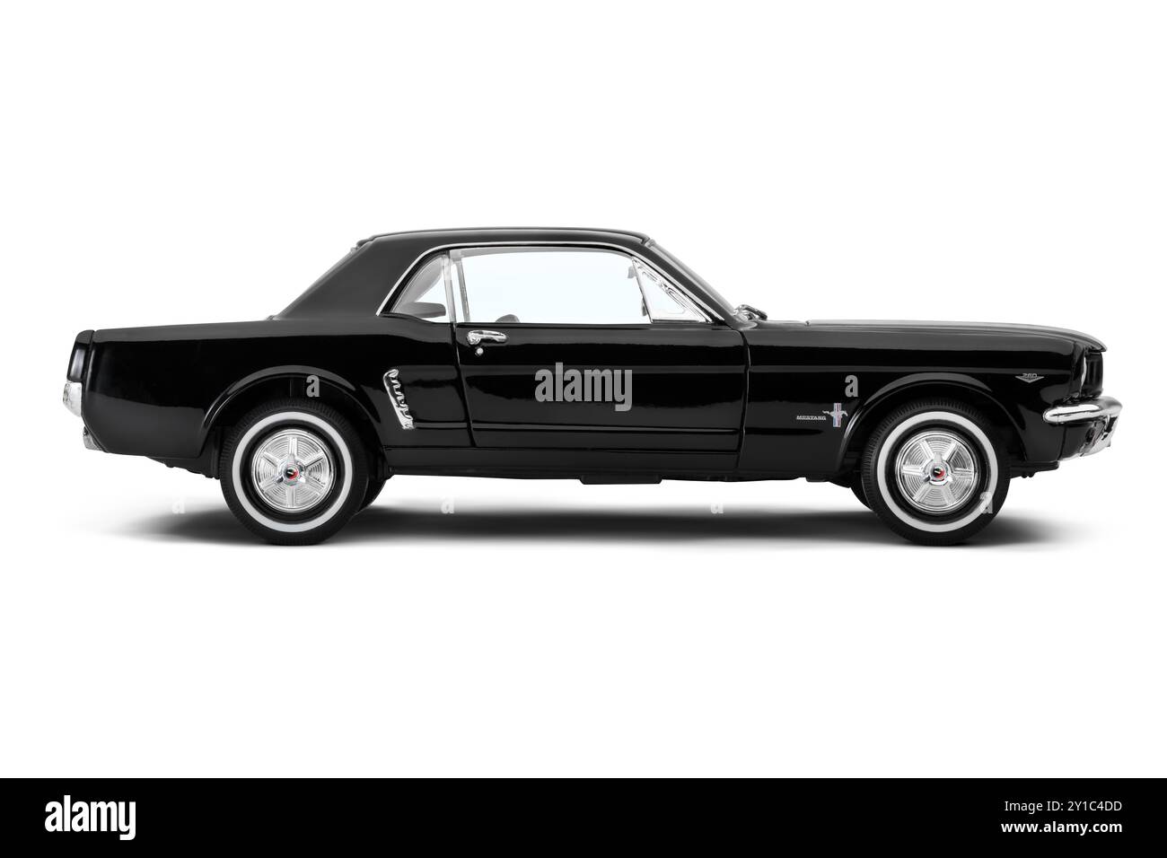 Izmir, Turkey - Jun 4 2024: A right side view of a black Ford Mustang ...