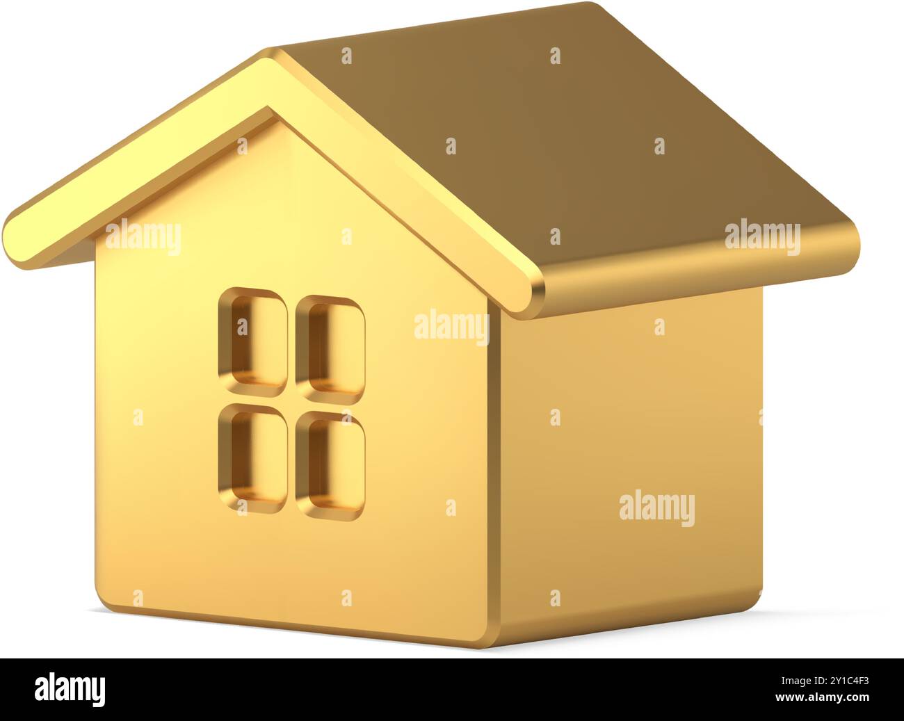 Bright glossy metallic village house realistic isometric template 3d ...