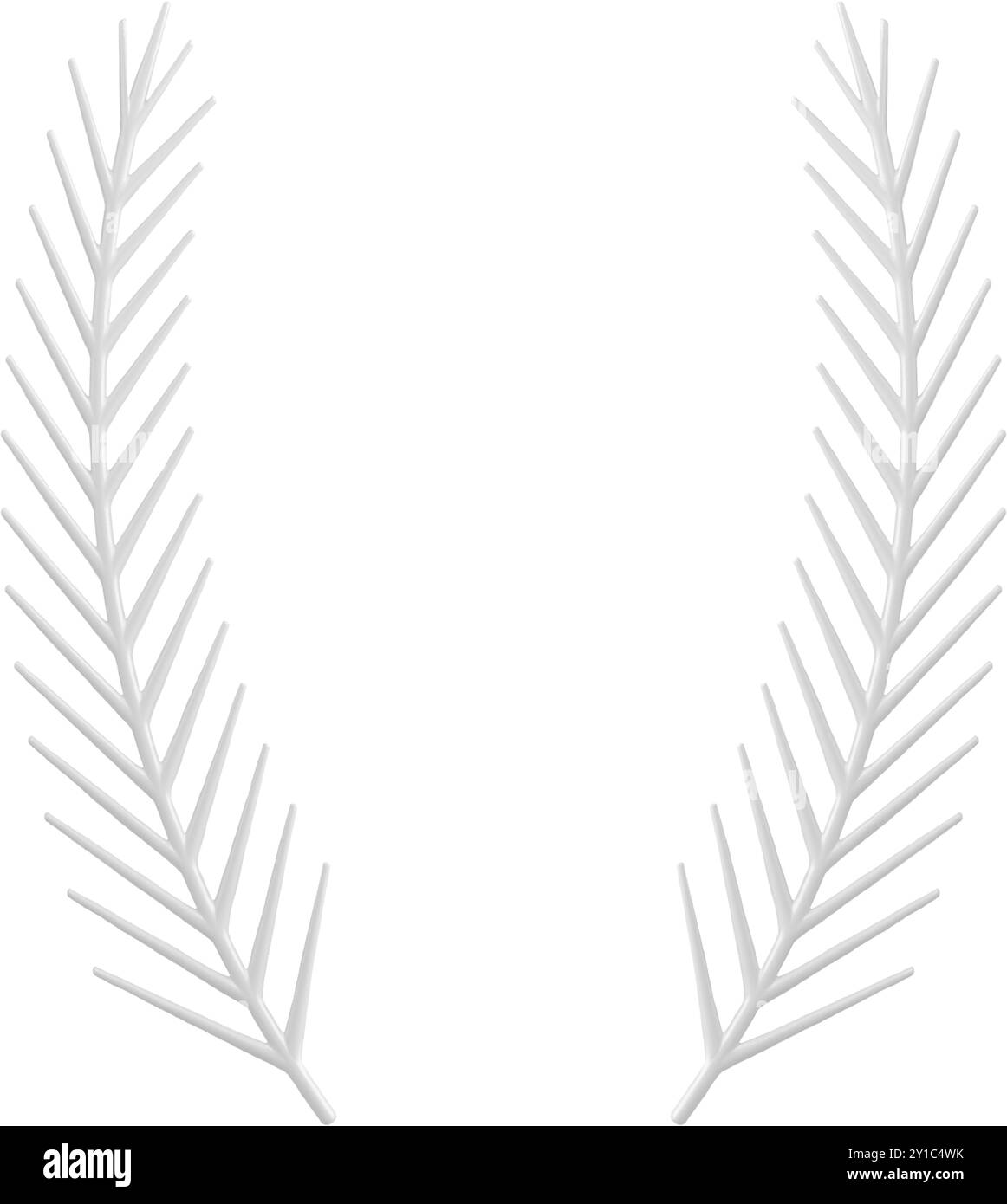 Tenderness white two spruce branches curved Christmas wreath border for ...