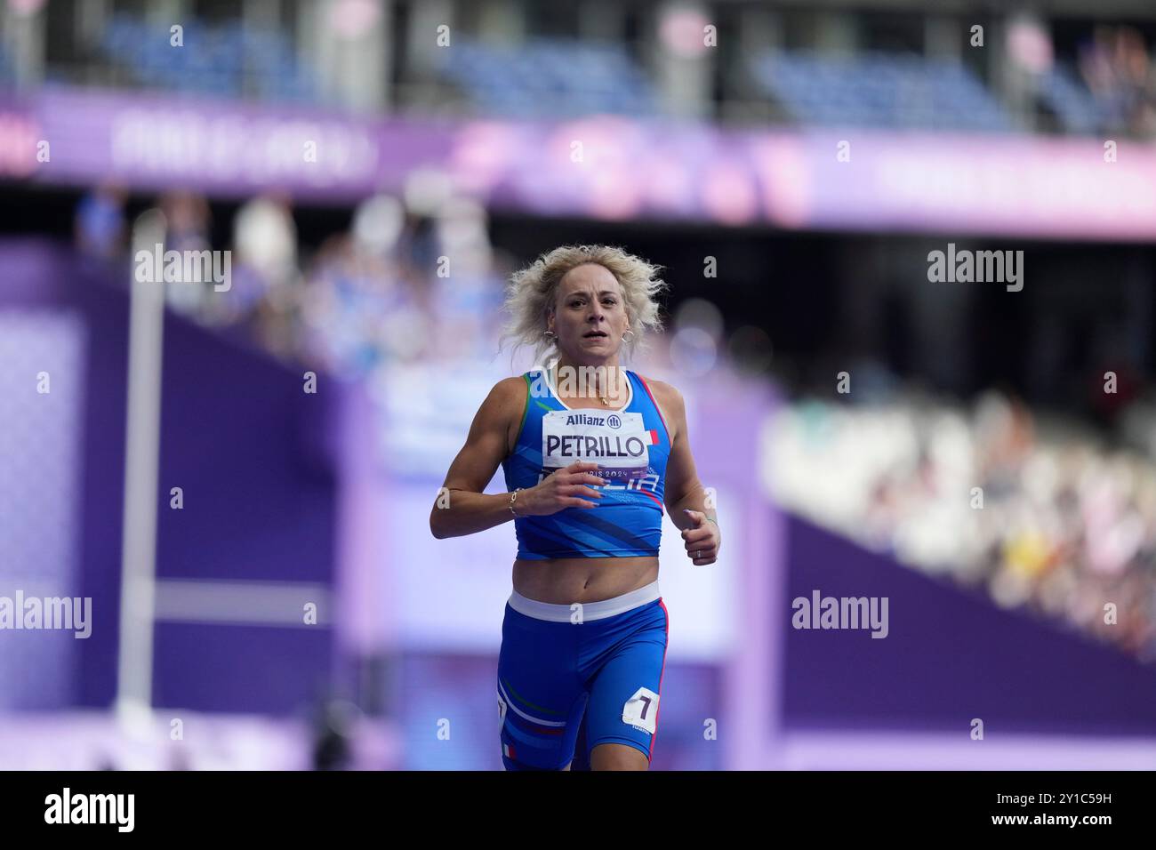 Italy's Valentina Petrillo looks on after competing at the women's 200 ...