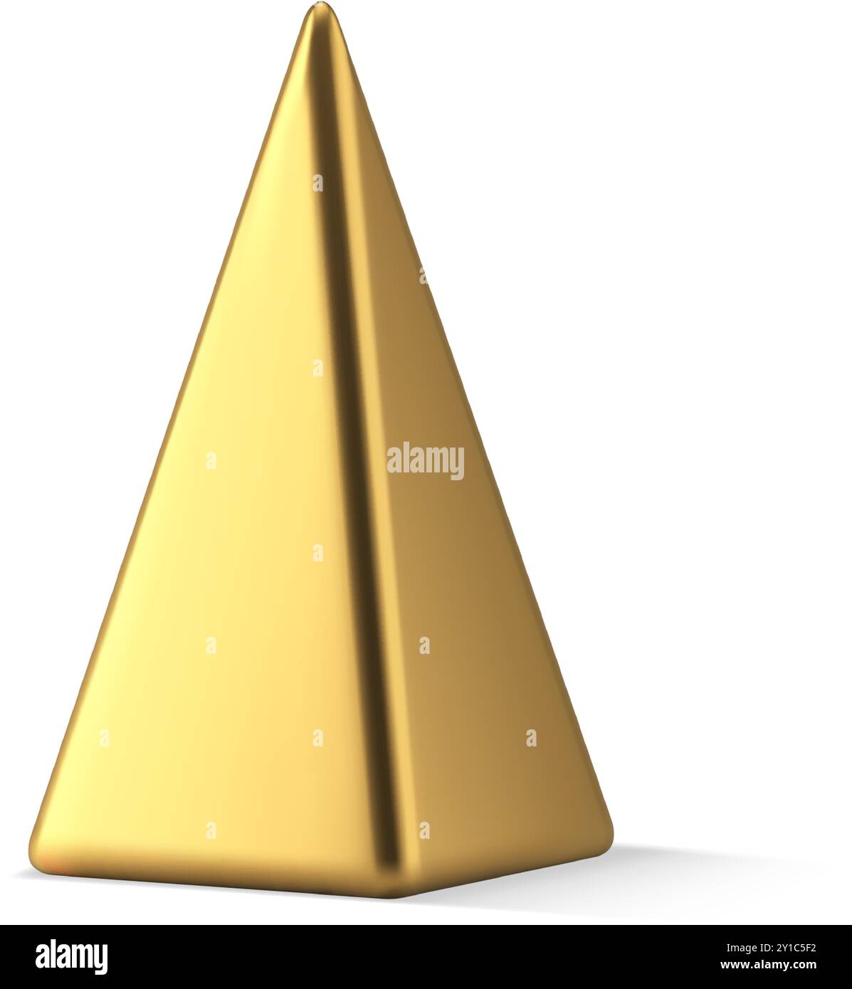 Realistic glossy metallic golden pyramid isometric triangle geometric ...
