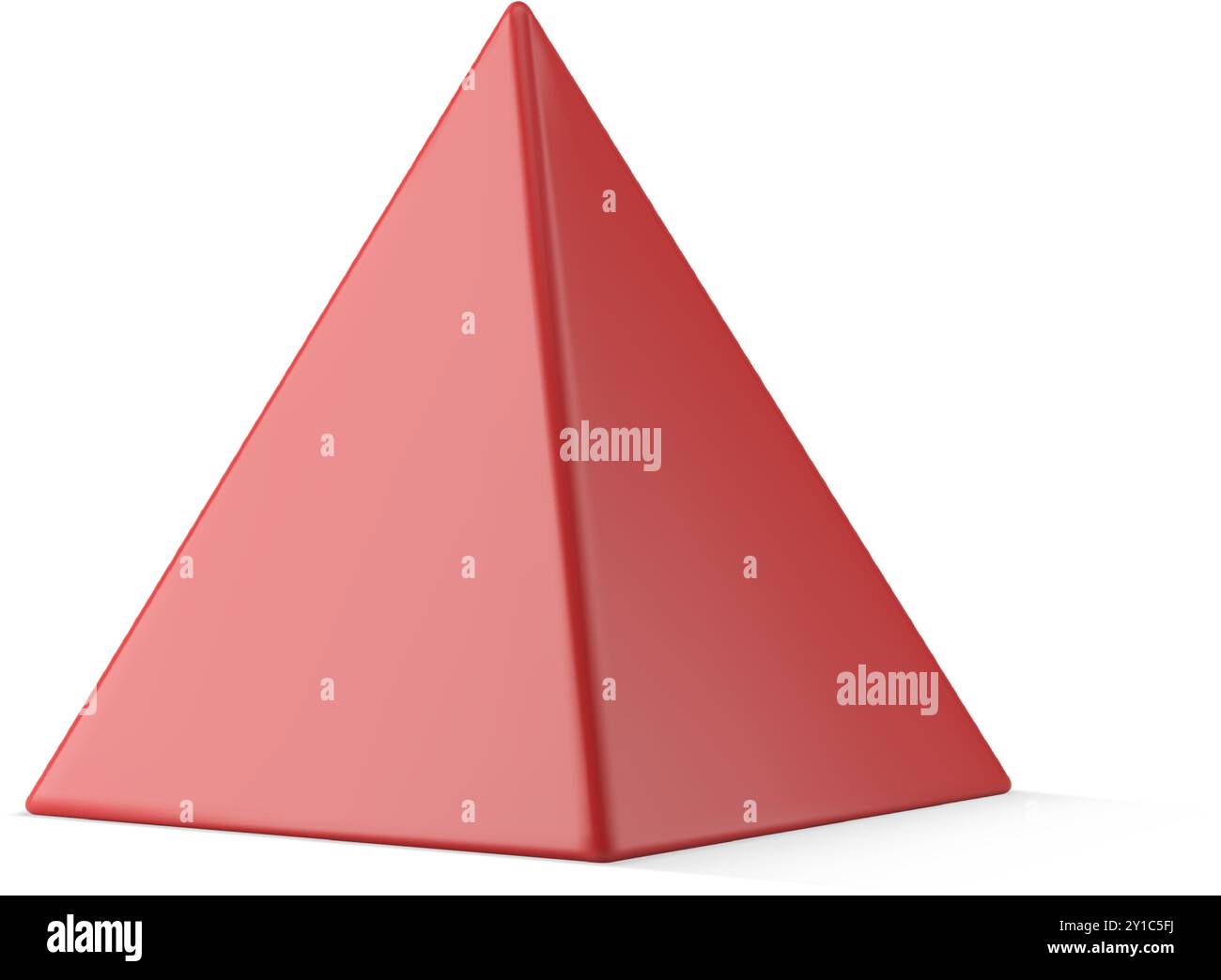 Classic red luxury polygonal pyramid geometric shape with clear glossy ...