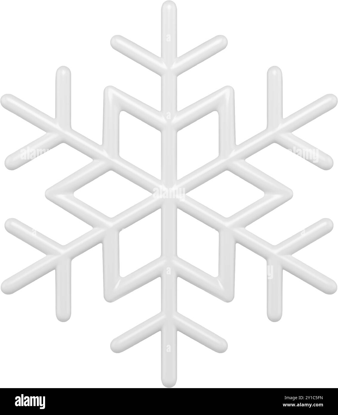 White clean blank realistic white frozen snowflake with star and ...