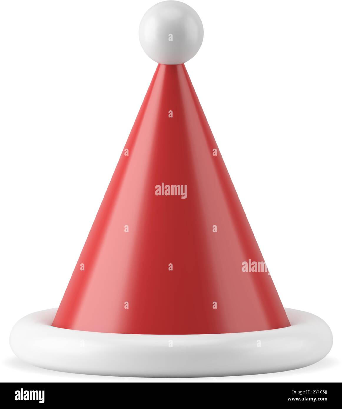 Realistic cute red Santa Claus hat with white furry pompon decorative ...