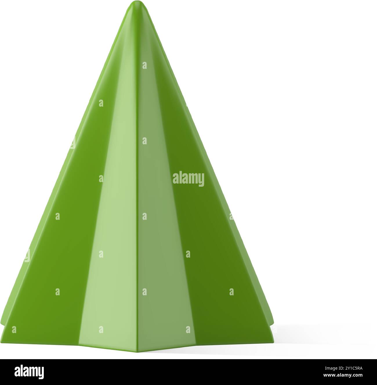 Bright glossy green fir tree polygon pyramid figure winter holiday ...