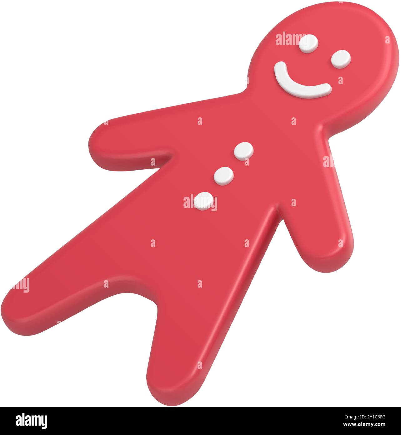 Funny smiling glossy red gingerbread man with white buttons and eyes ...