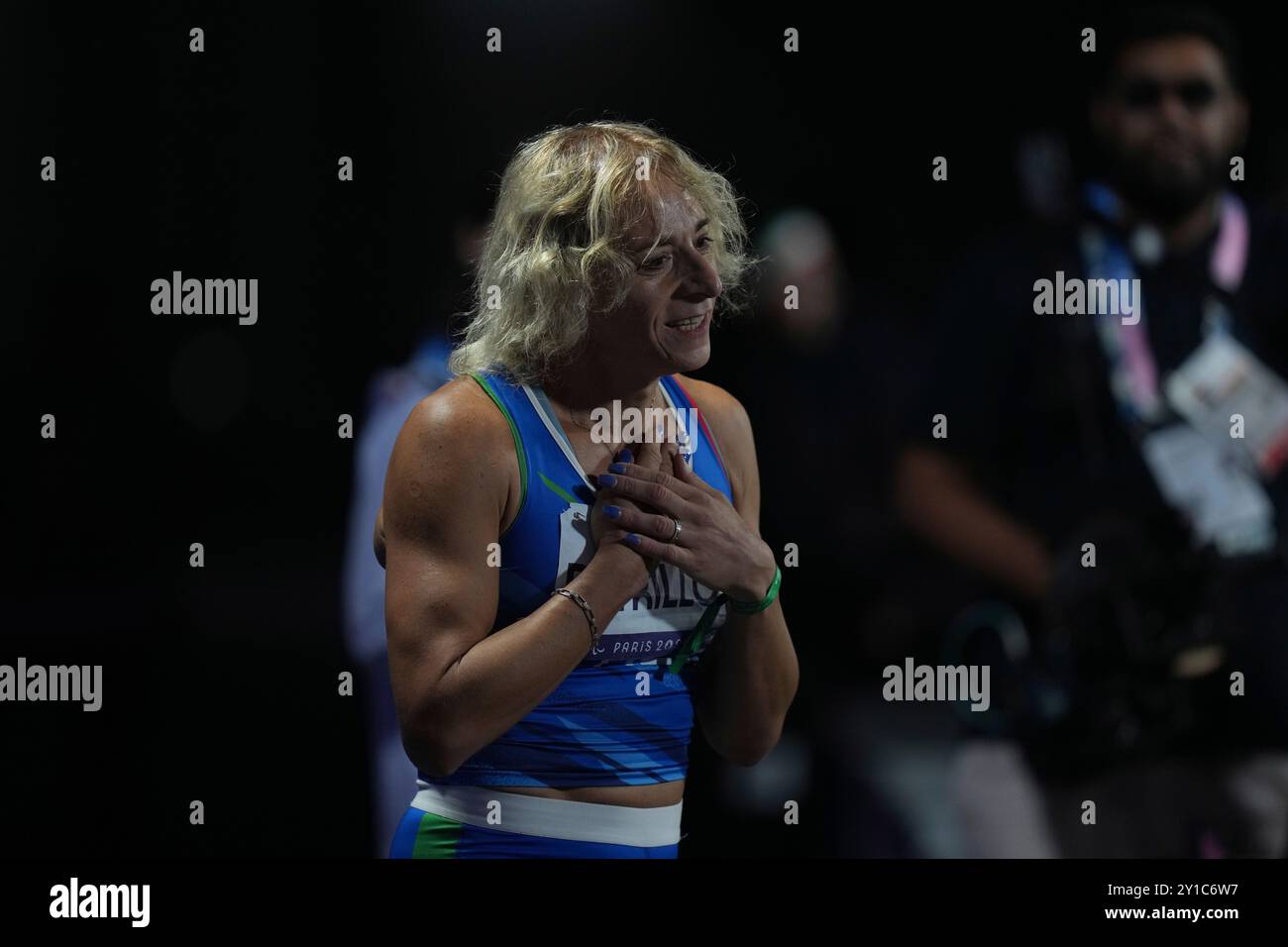 Italy's Valentina Petrillo reacts after competing at the women's 200 m ...