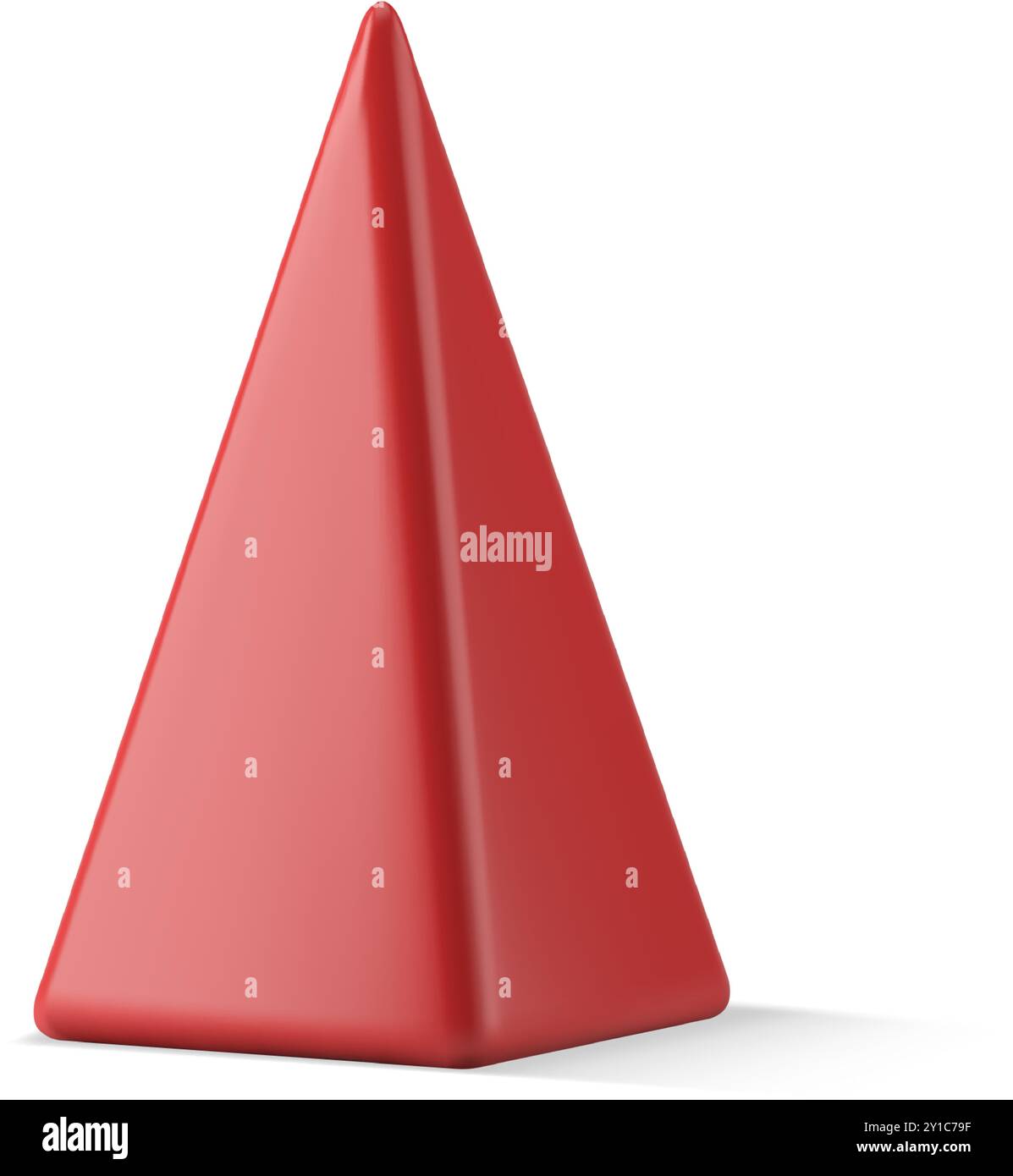 Classic red metallic gloss isometric triangle shape with shadow ...