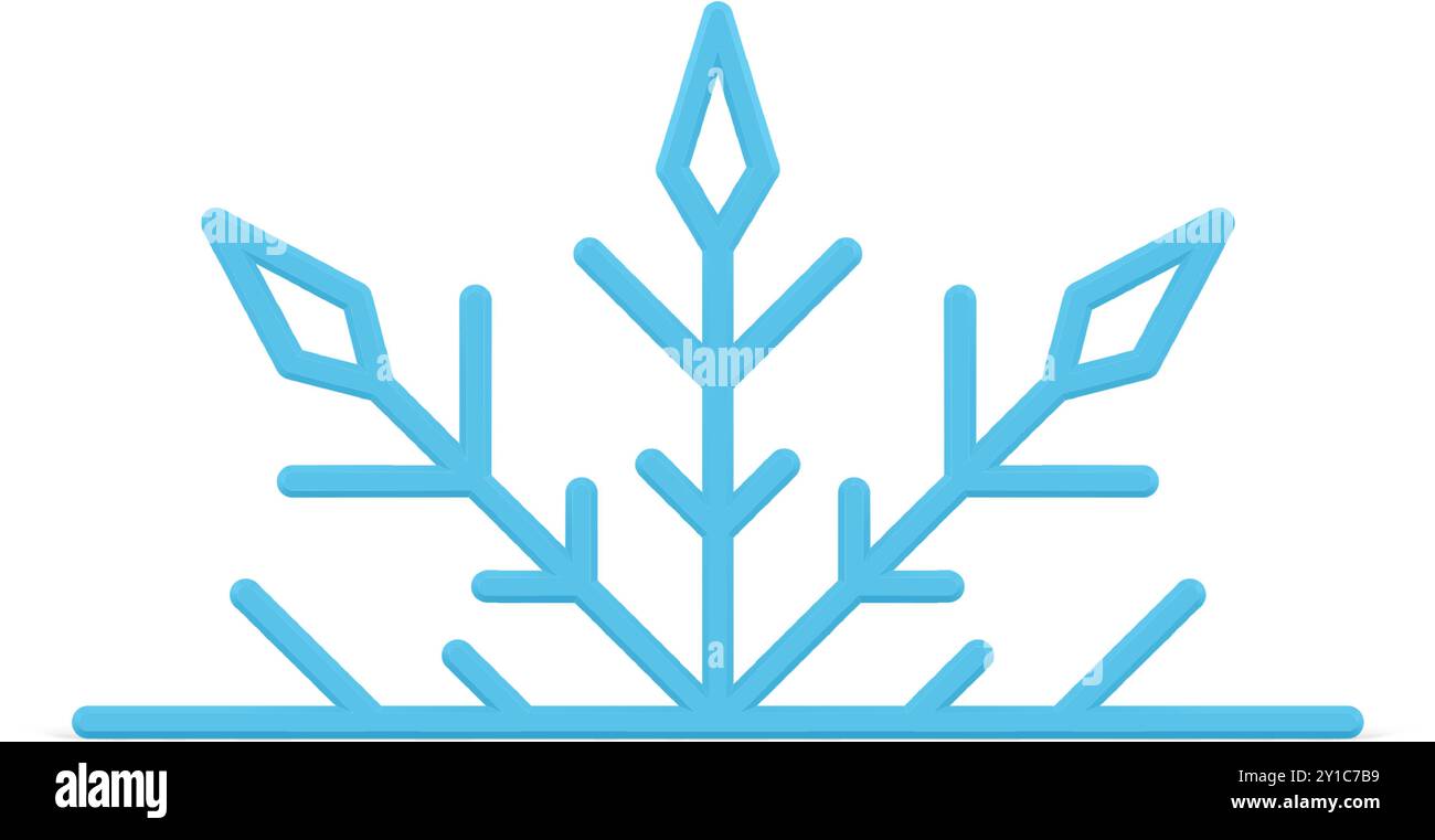 Realistic half snowflake blue ornamental frozen decorative design 3d ...