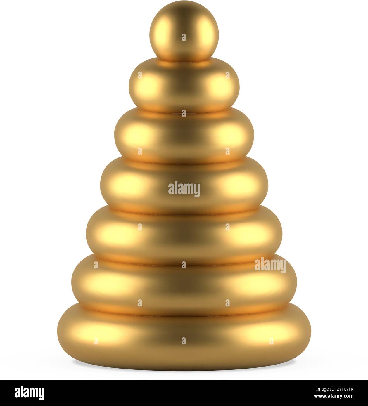 Abstract Christmas tree golden circled pyramid metallic rings triangle ...