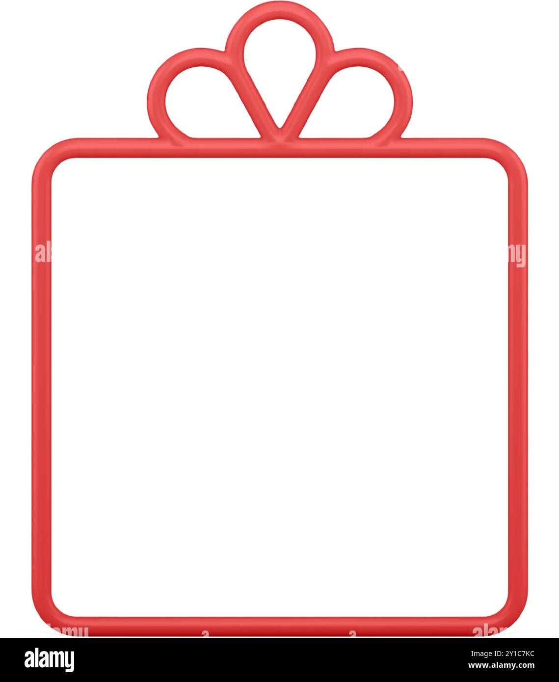 Cute simple metallic glossy luxury contoured gift box with festive bow ...