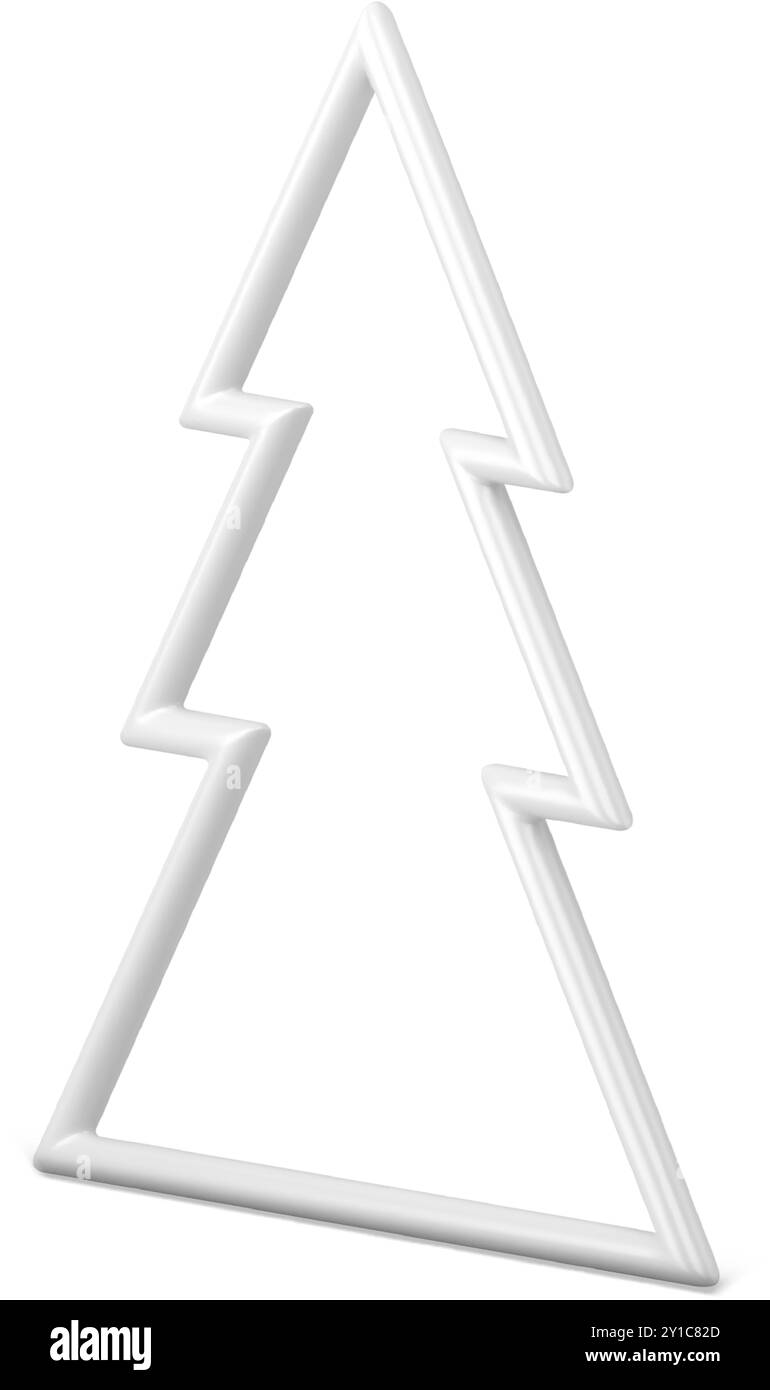 Realistic white elegant triangle Christmas tree frame traditional ...