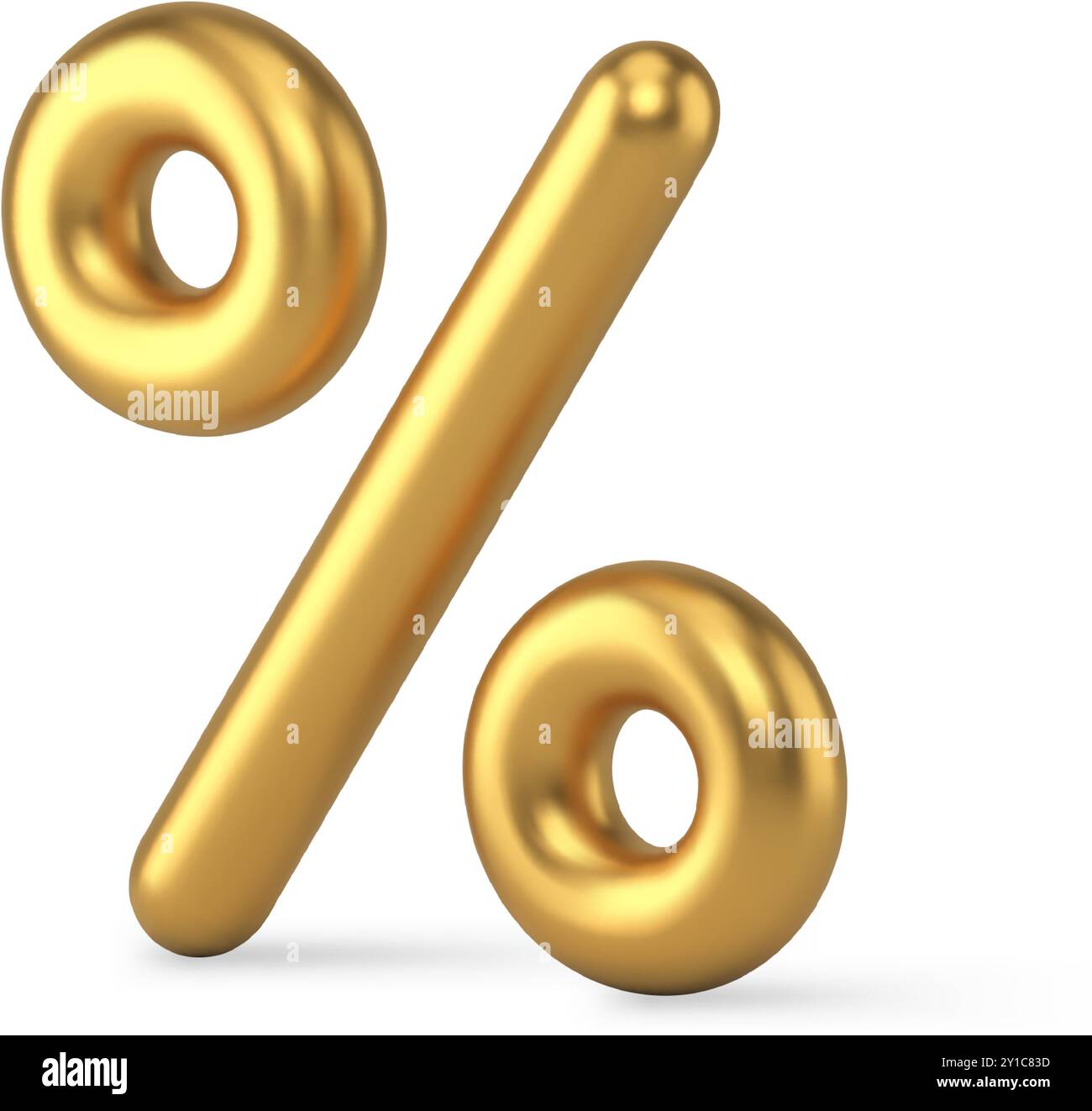 Bright golden metallic gloss percentage symbol isometric 3d template ...