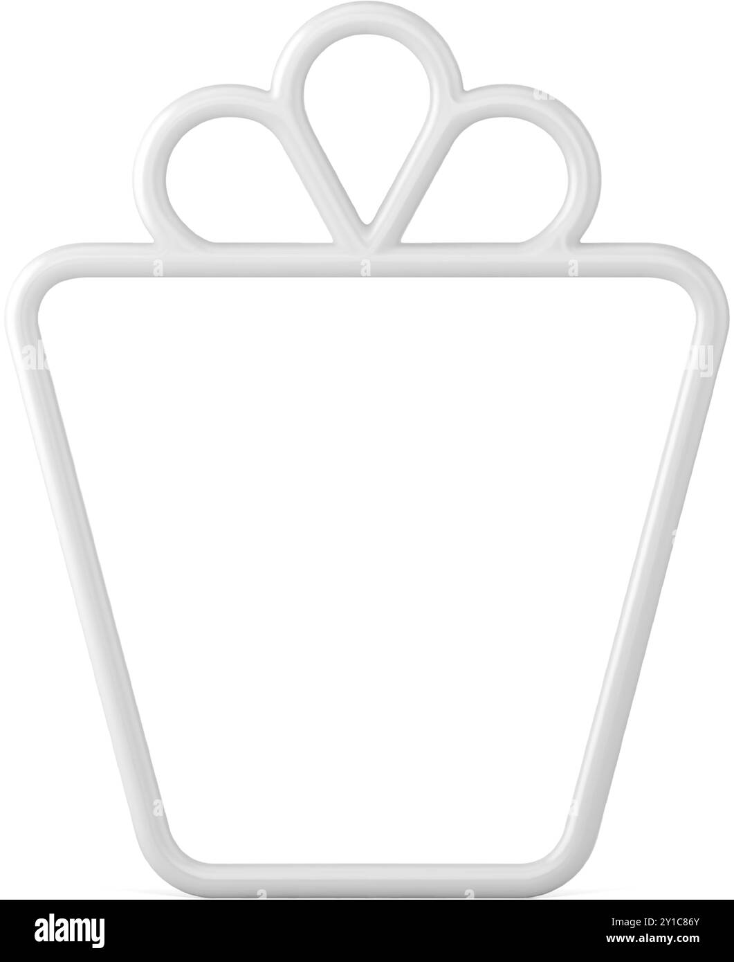 Beautiful white contour border gift box with bow shape glossy design 3d ...