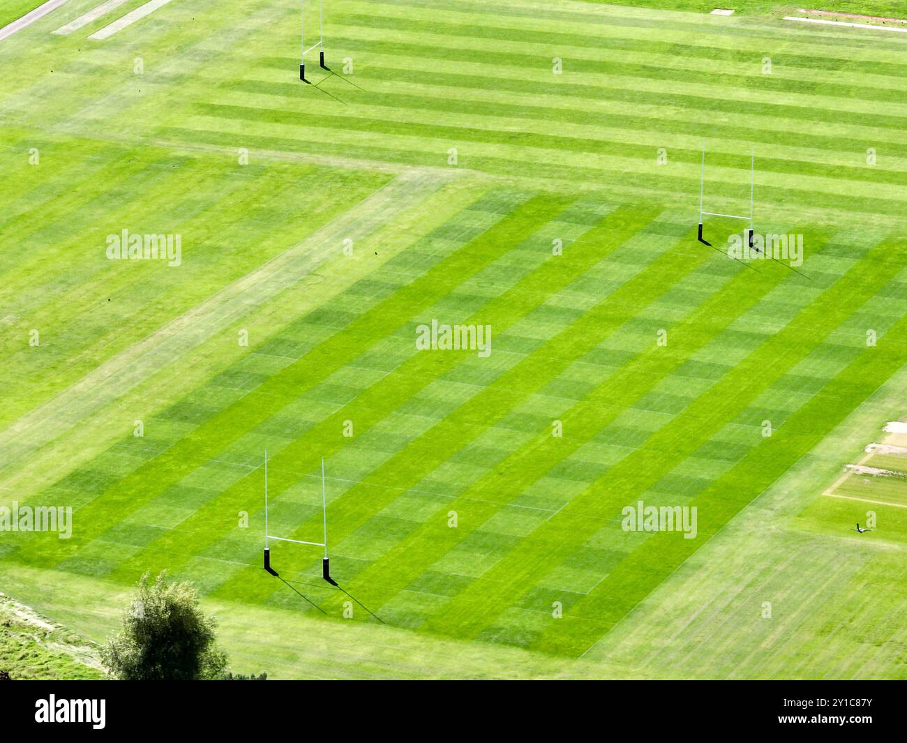green grass rugby fields in summer Stock Photo - Alamy