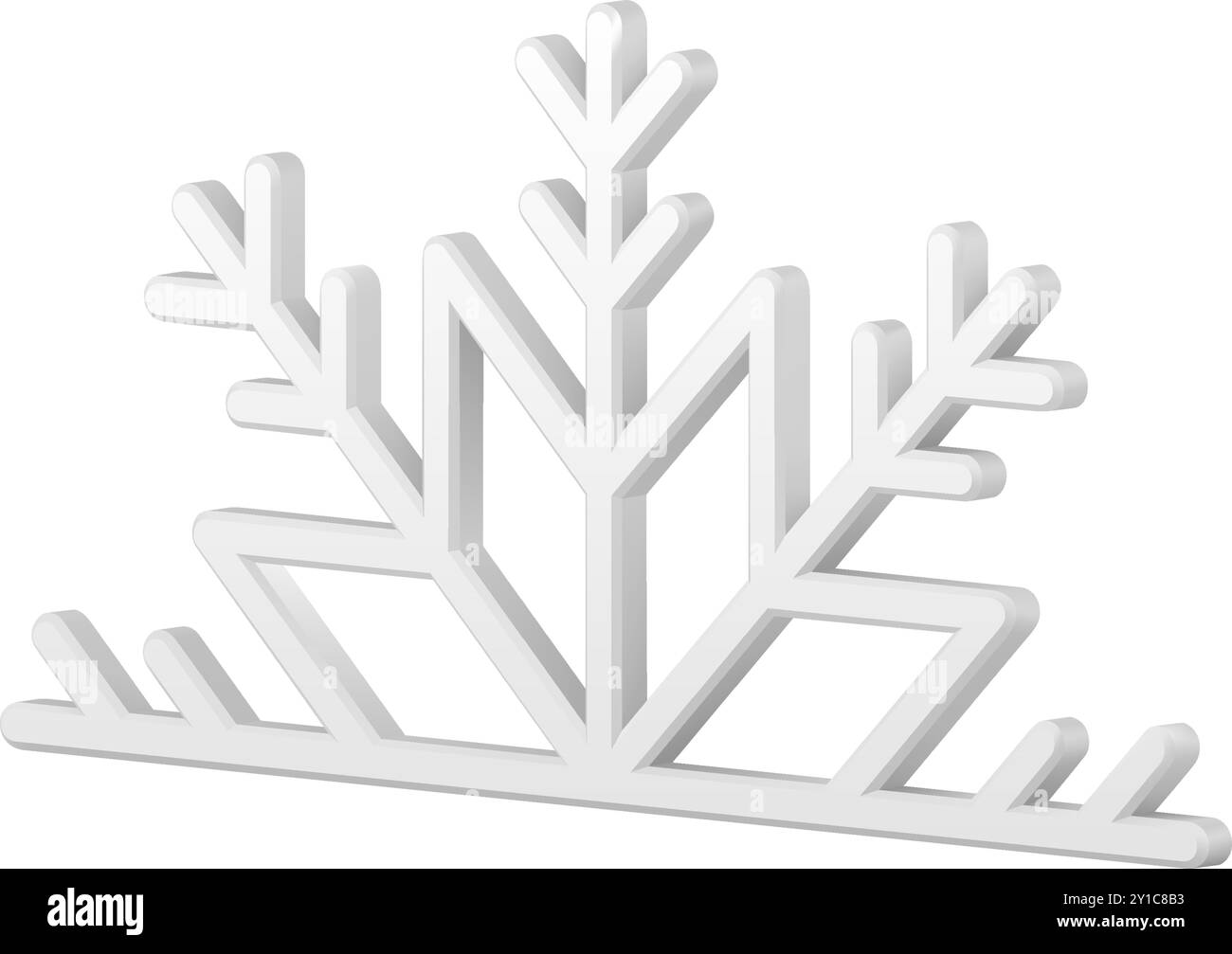 Fairy tail glossy isometric white half snowflake pattern 3d template ...
