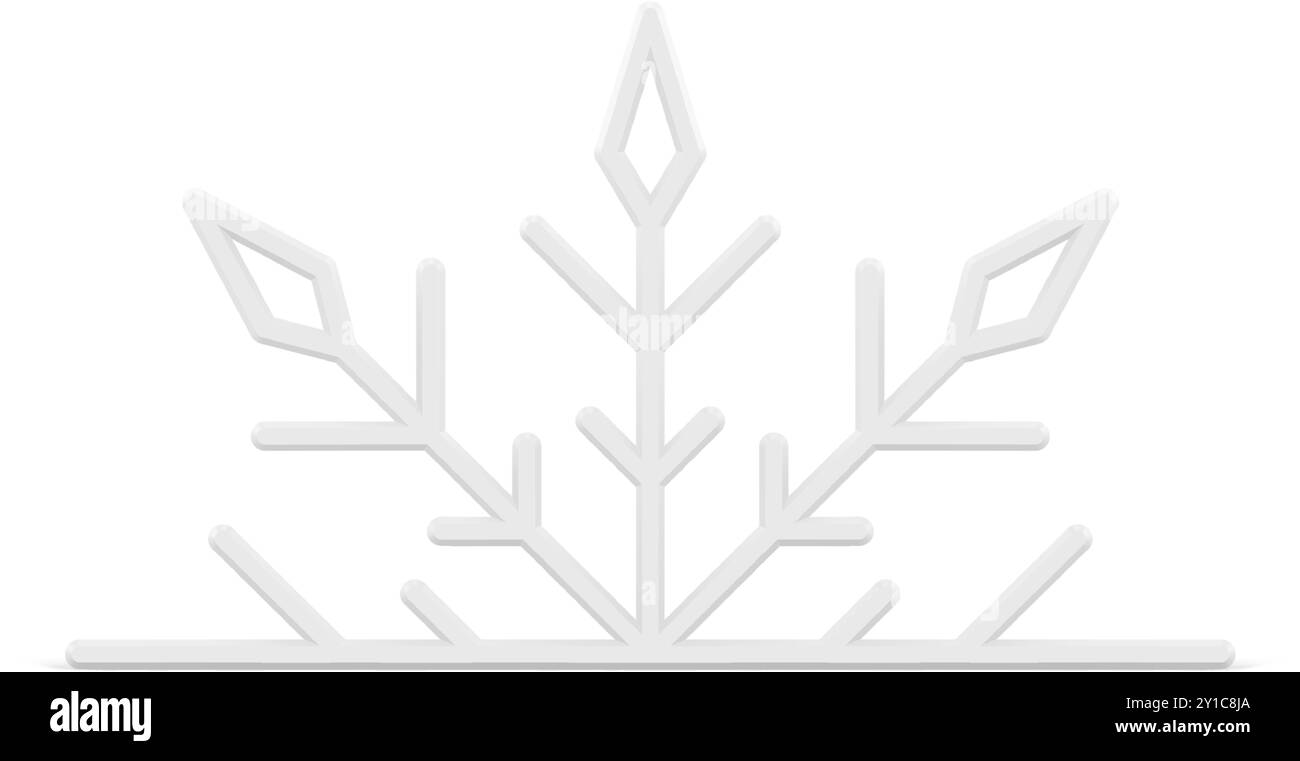 Tenderness white glossy half snowflake 3d realistic template vector ...
