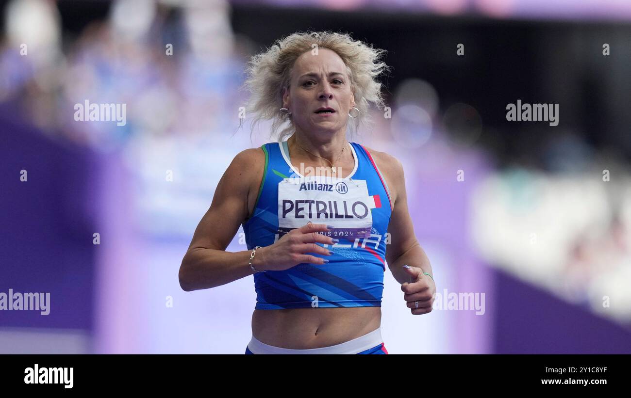 Italy's Valentina Petrillo looks on after competing at the women's 200 ...