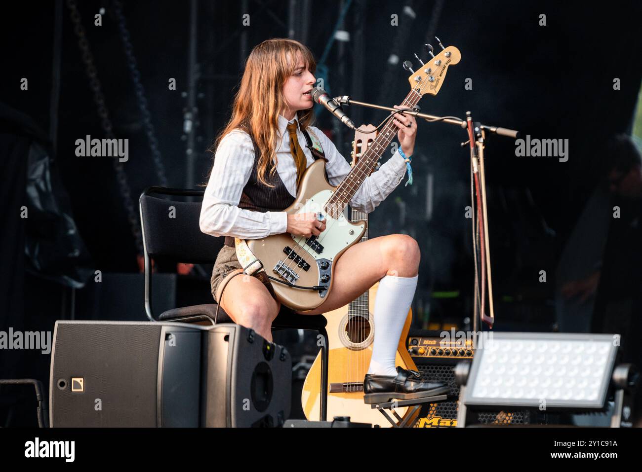 BLACK COUNTRY NEW ROAD, CONCERT, 2024: Tyler Hyde bass player and ...