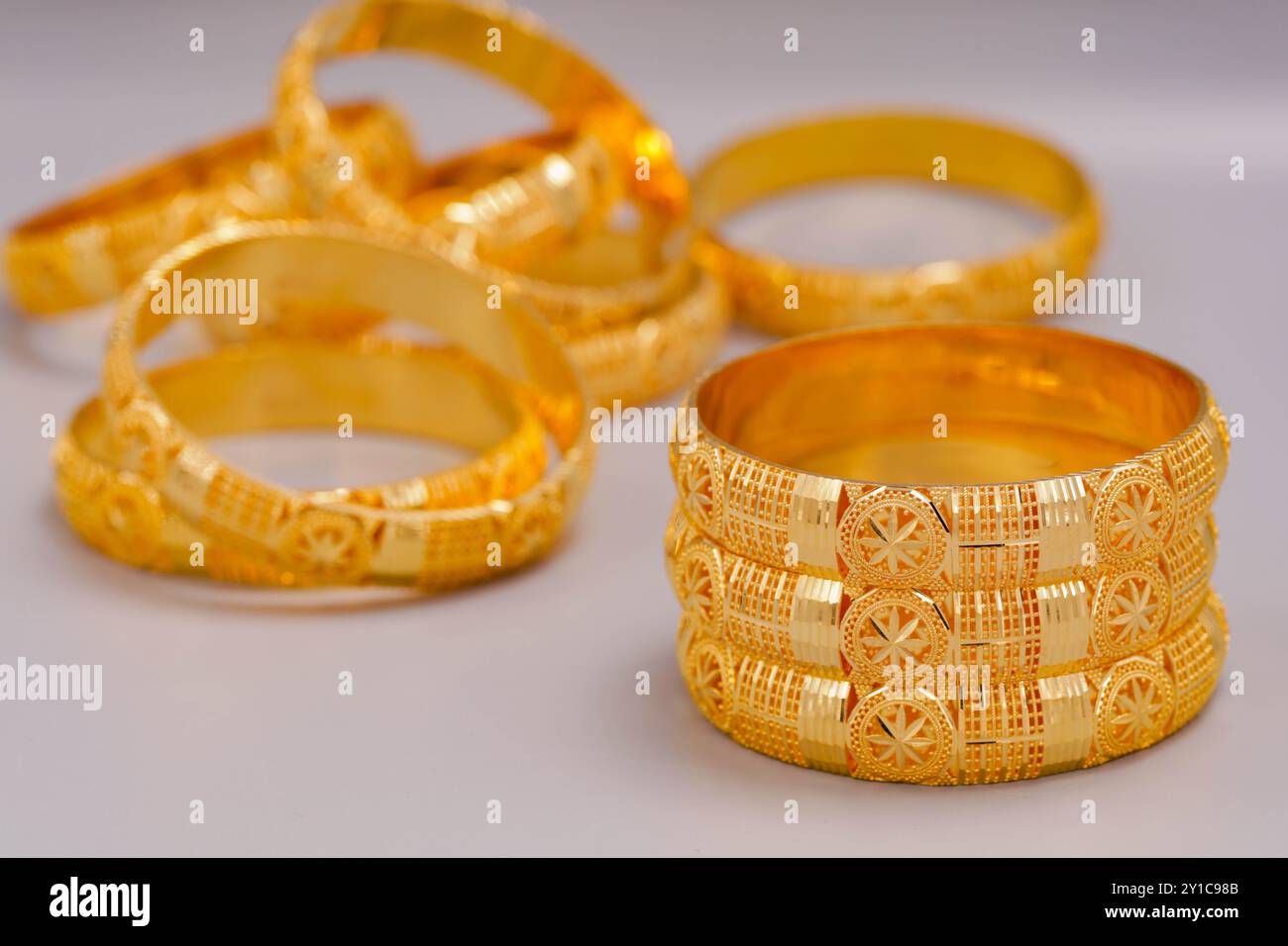 Gaziantep, Turkiye. 13 July 2023. Gold bracelets made by goldsmiths in ...