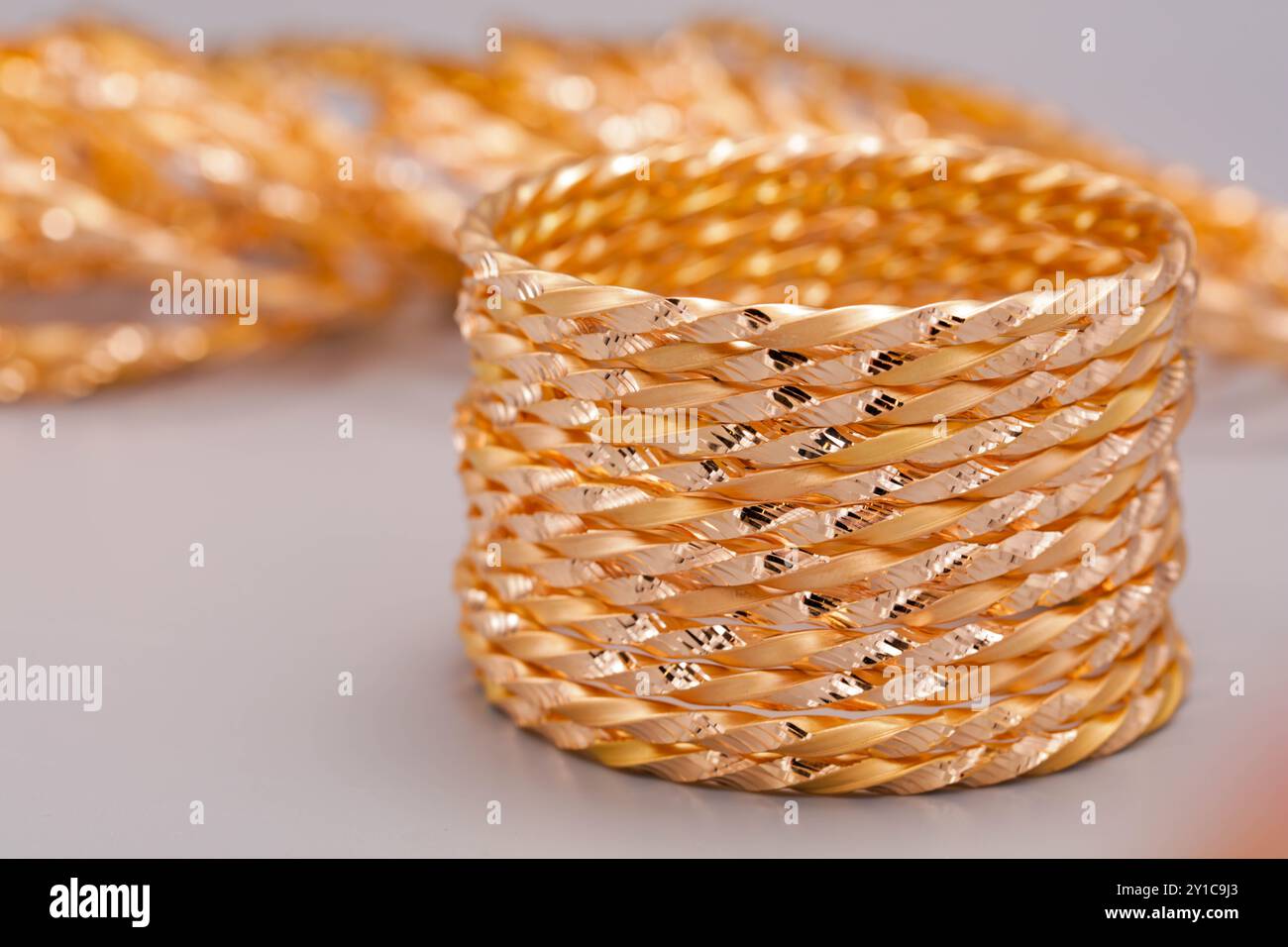 Gaziantep, Turkiye. 13 July 2023. Gold bracelets made by goldsmiths in ...