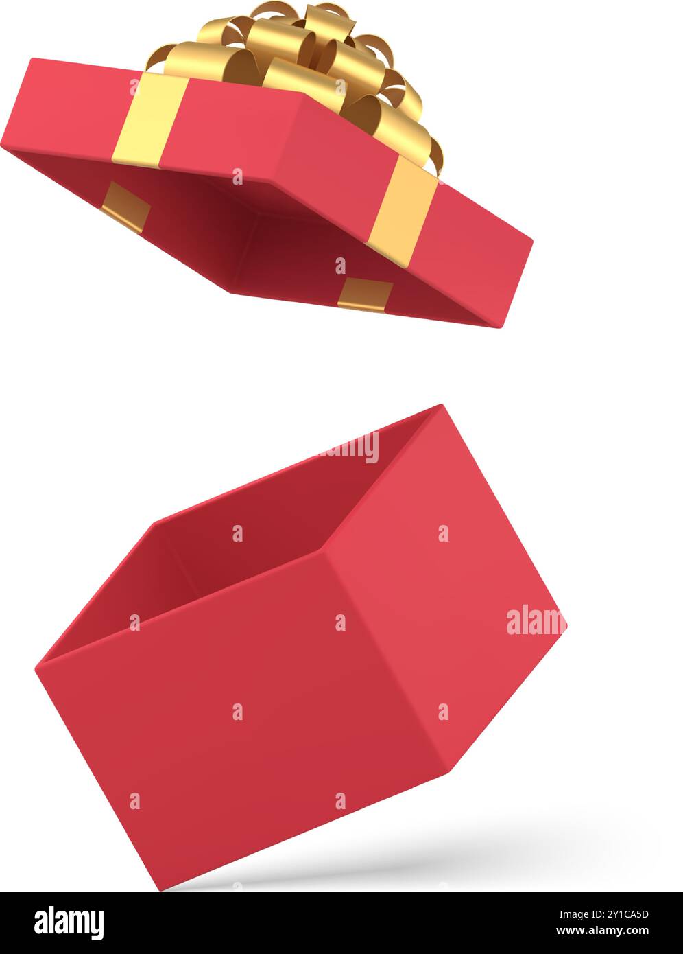 Luxury isometric squared festive gift box unpacking with open cap ...