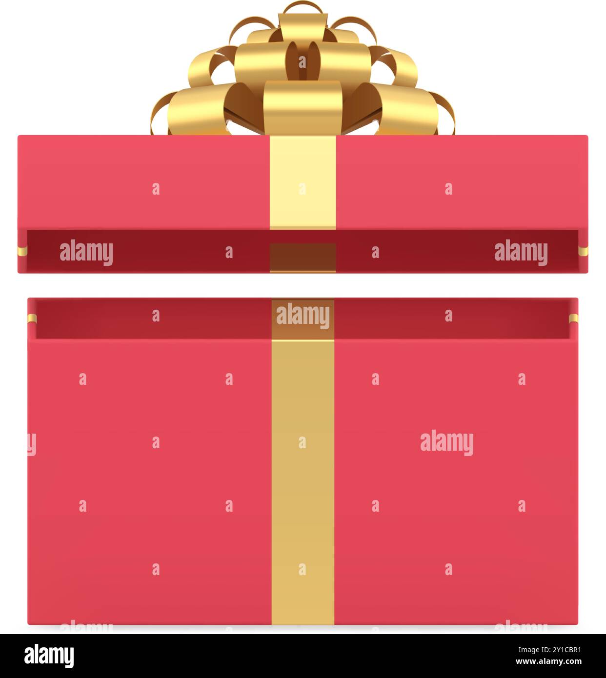 Luxury rectangle wrapped red festive gift box decorated by metallic ...