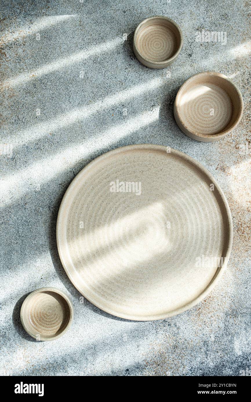 Minimalistic table setting with ceramic tableware Stock Photo - Alamy