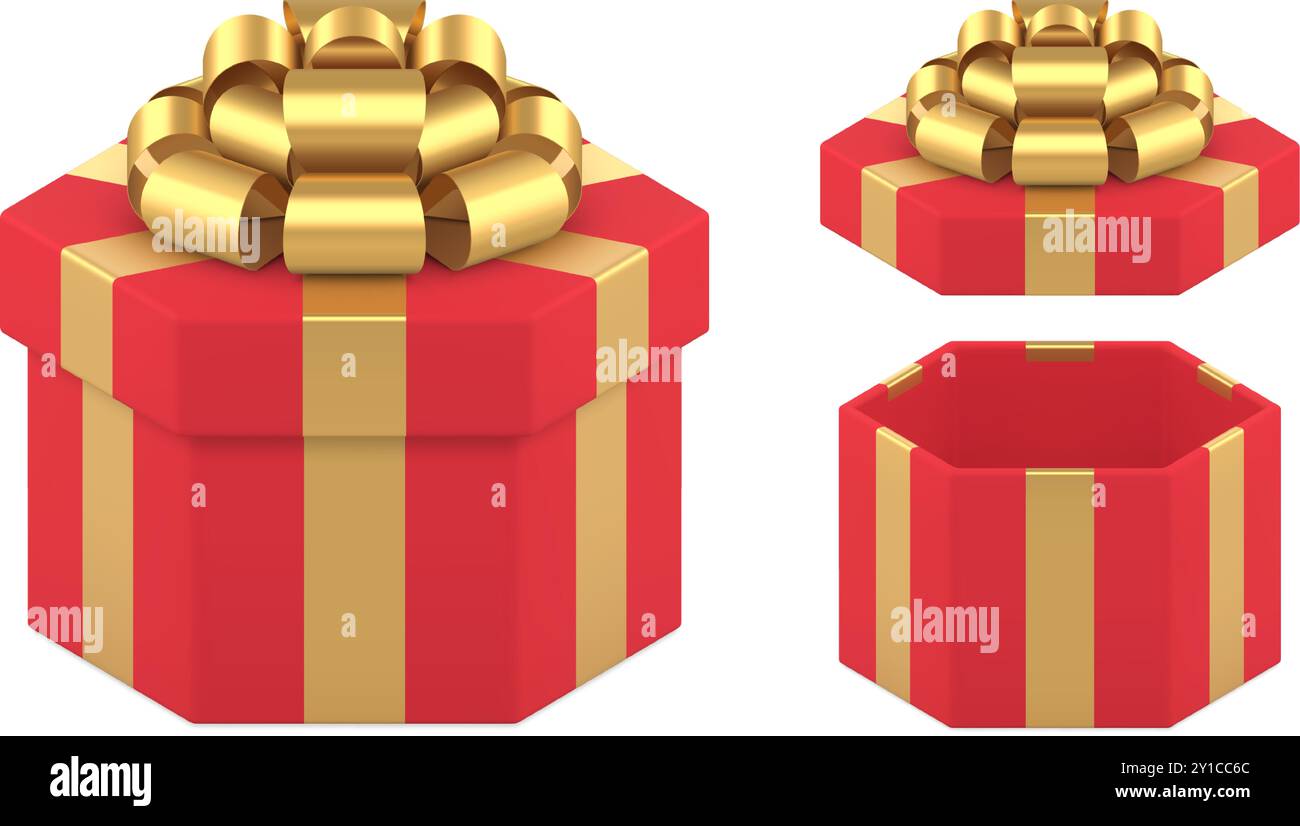 Amazing wrapped red festive container set with open and closed cap ...