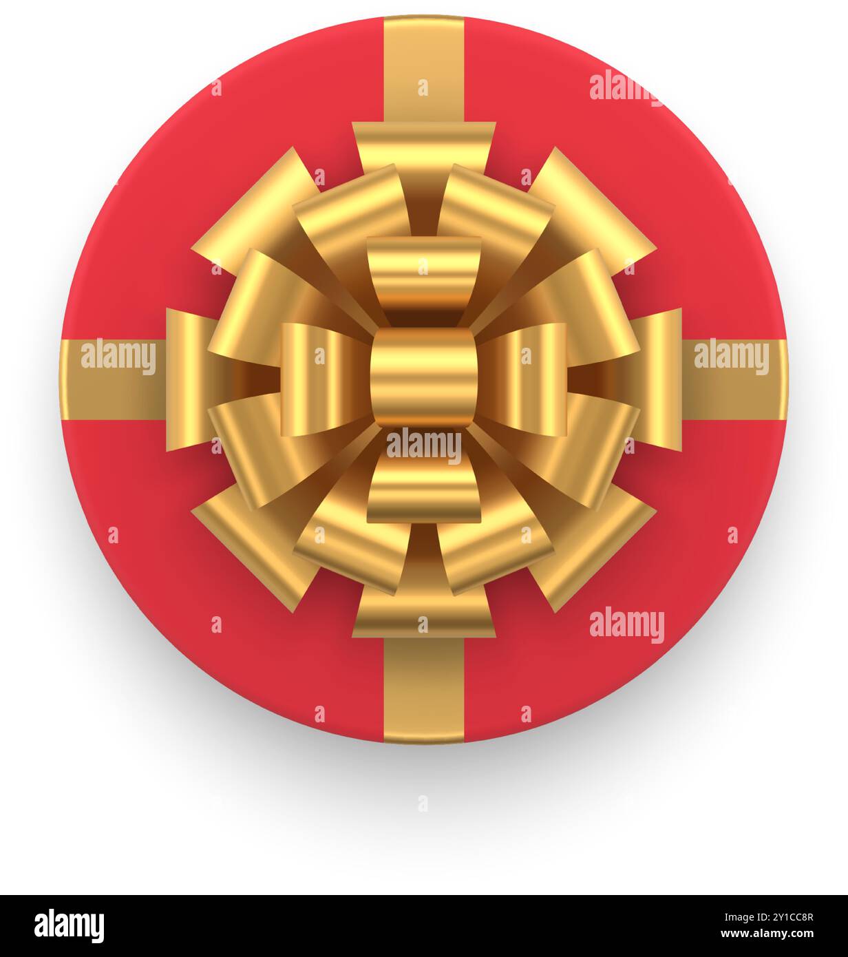 Luxury rounded closed cardboard package red wrap with glossy tied ...