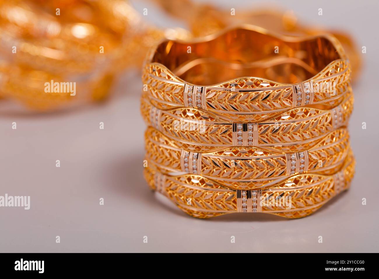 Gaziantep, Turkiye. 13 July 2023. Gold bracelets made by goldsmiths in ...