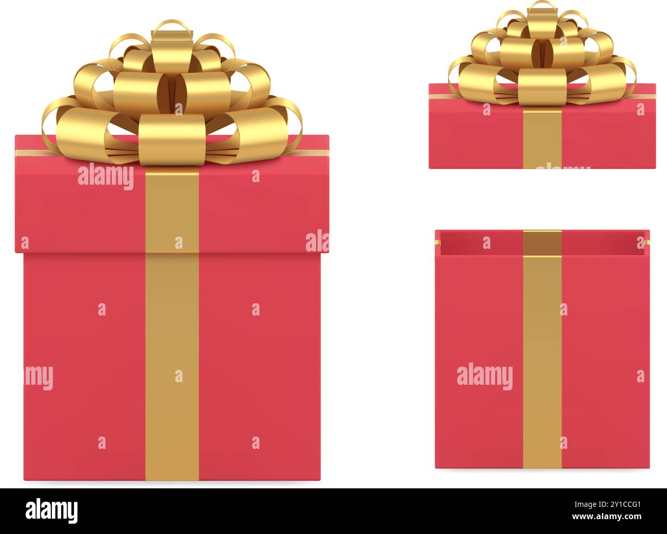 Luxury festive gift box with open closed cap unpacking desired present ...
