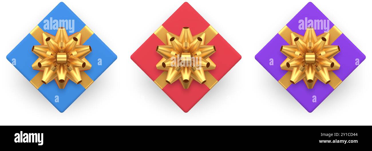 Set luxury rhombus multicolored gift boxes cardboard decorated by ...