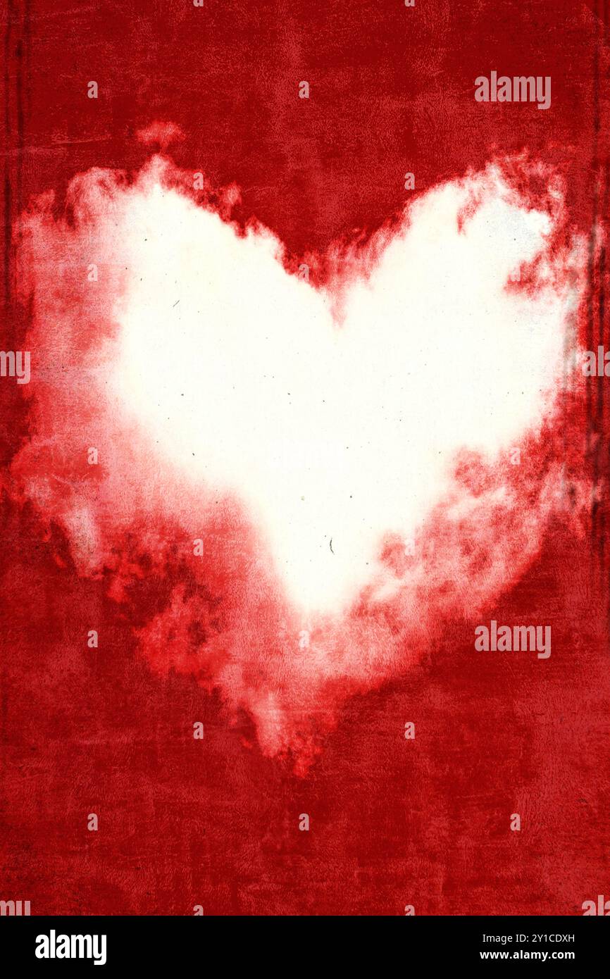 Red abstract grunge retro background with white tragic heart Stock ...