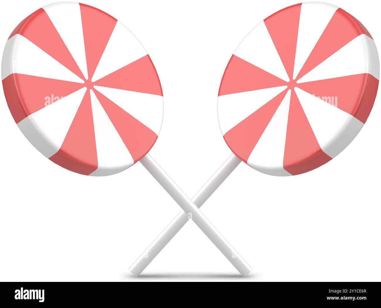 Two crossed twisted stripped sweet candy circle lollipop realistic 3d ...