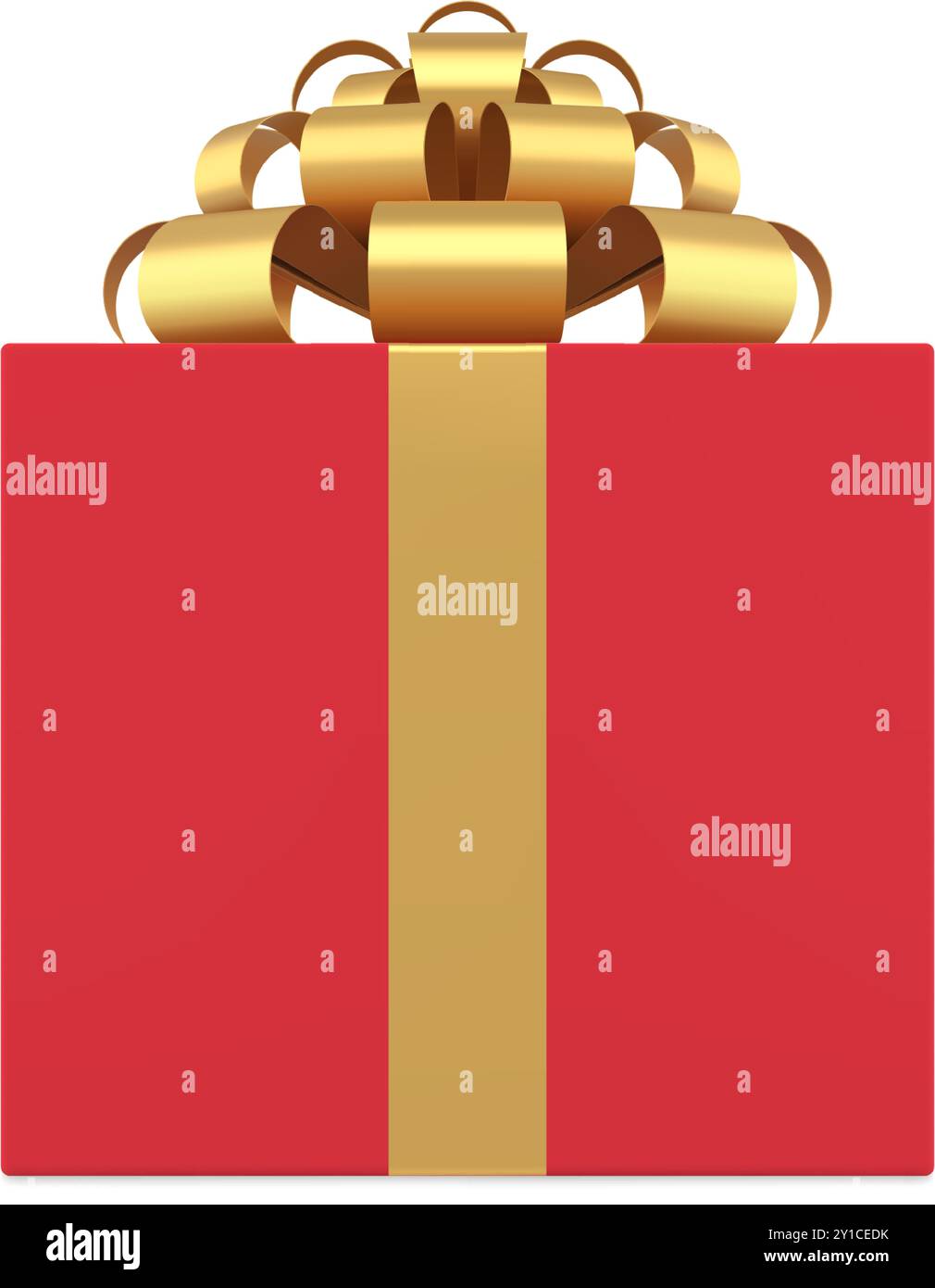 Romantic red squared gift box with golden bow ribbon Christmas holiday ...