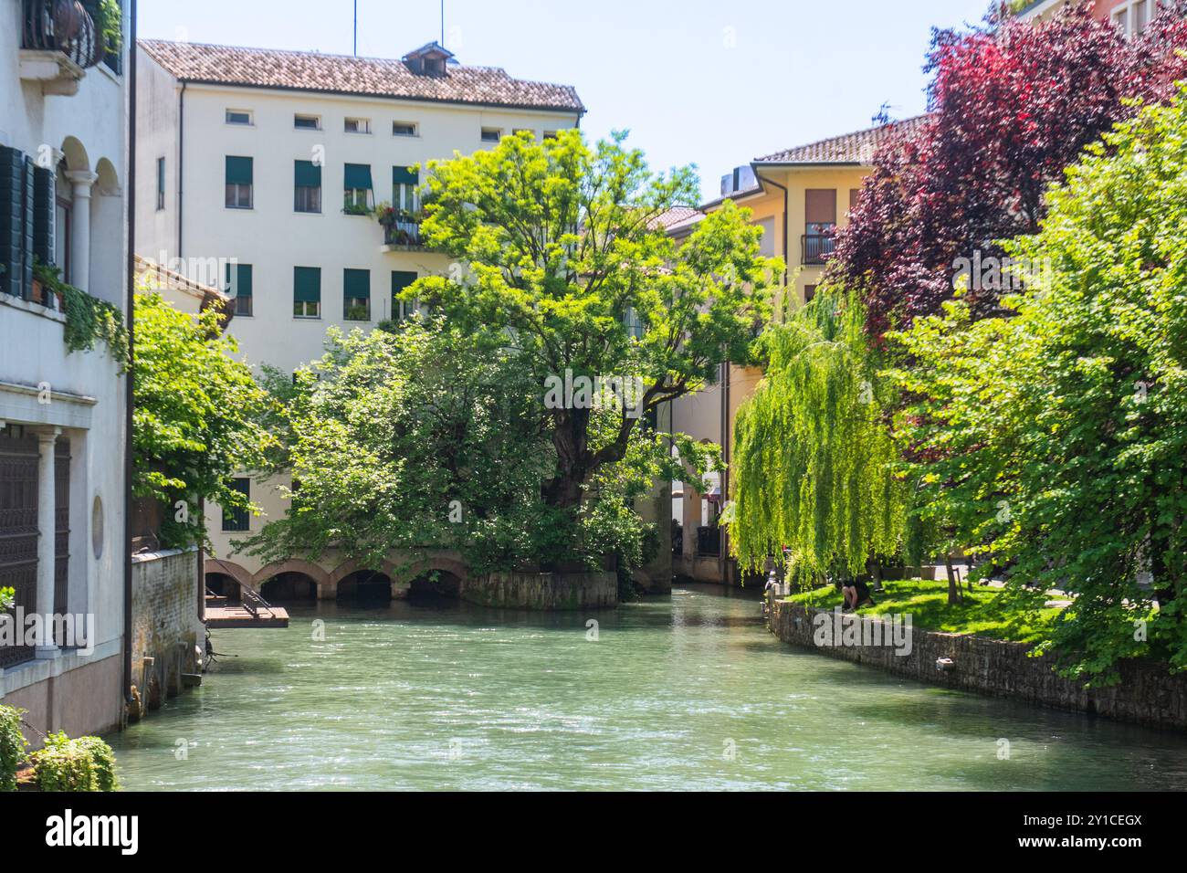 TREVISO, ITALY – JUNE 13, 2024: Canale Cagnan and Ponte San Francesco ...