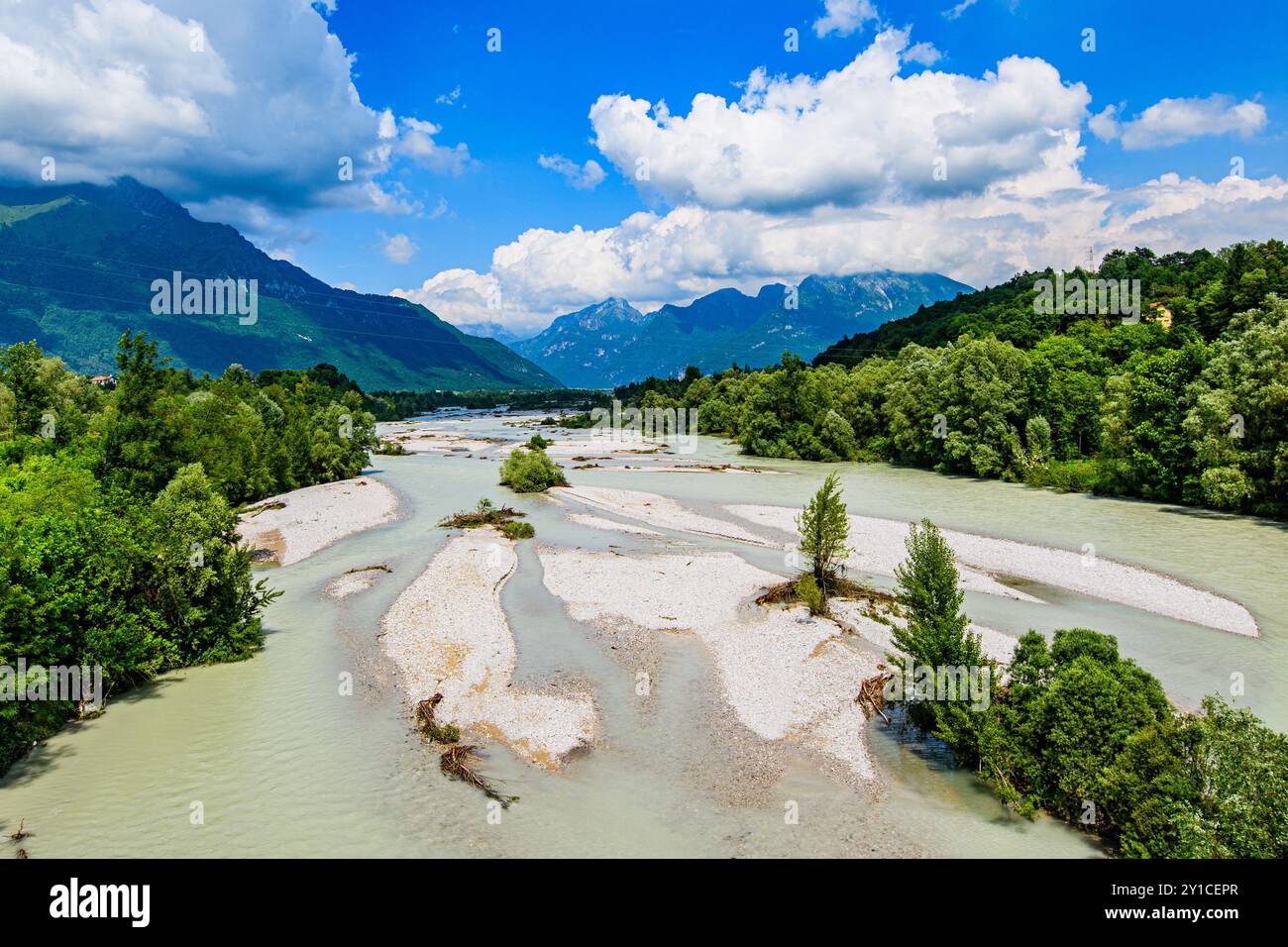 PIAVE RIVER, ITALY – JUNE 5, 2024: The Piave River flowing through the ...