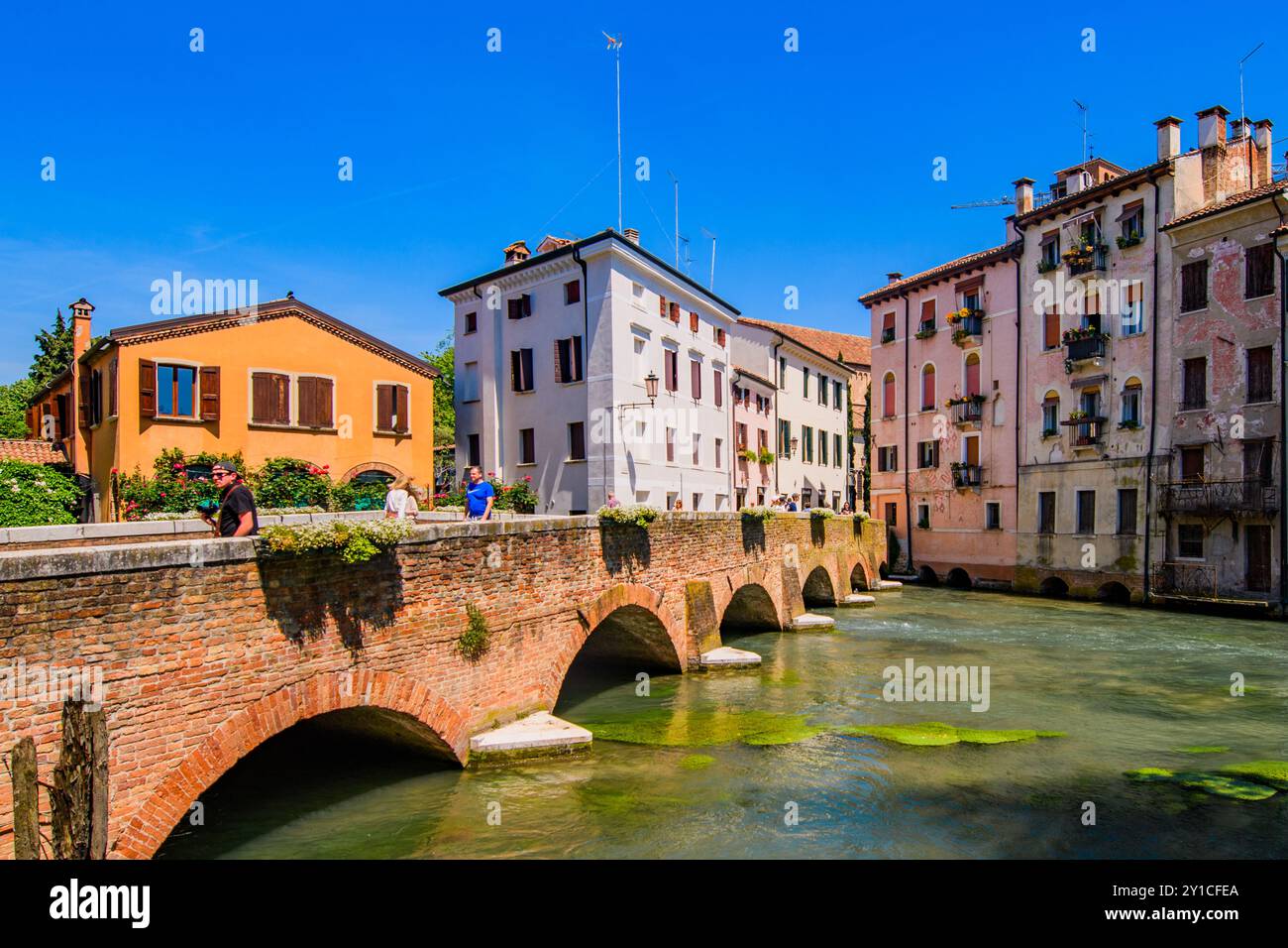 TREVISO, ITALY – JUNE 13, 2024: Canale Cagnan and Ponte San Francesco ...