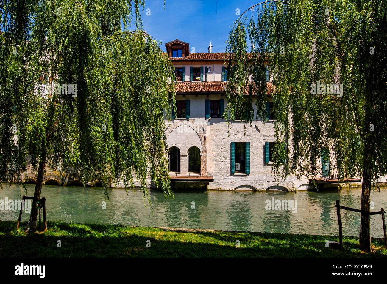TREVISO, ITALY – JUNE 13, 2024: Canale Cagnan and Ponte San Francesco ...