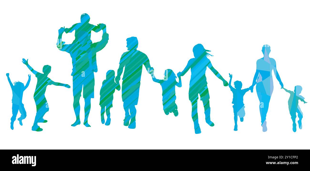 A group of parents with children, isolated illustration Stock Photo - Alamy