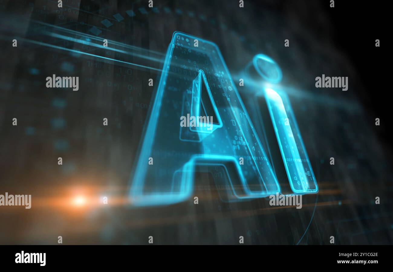 Artificial intelligence AI symbol digital concept. Network, cyber ...