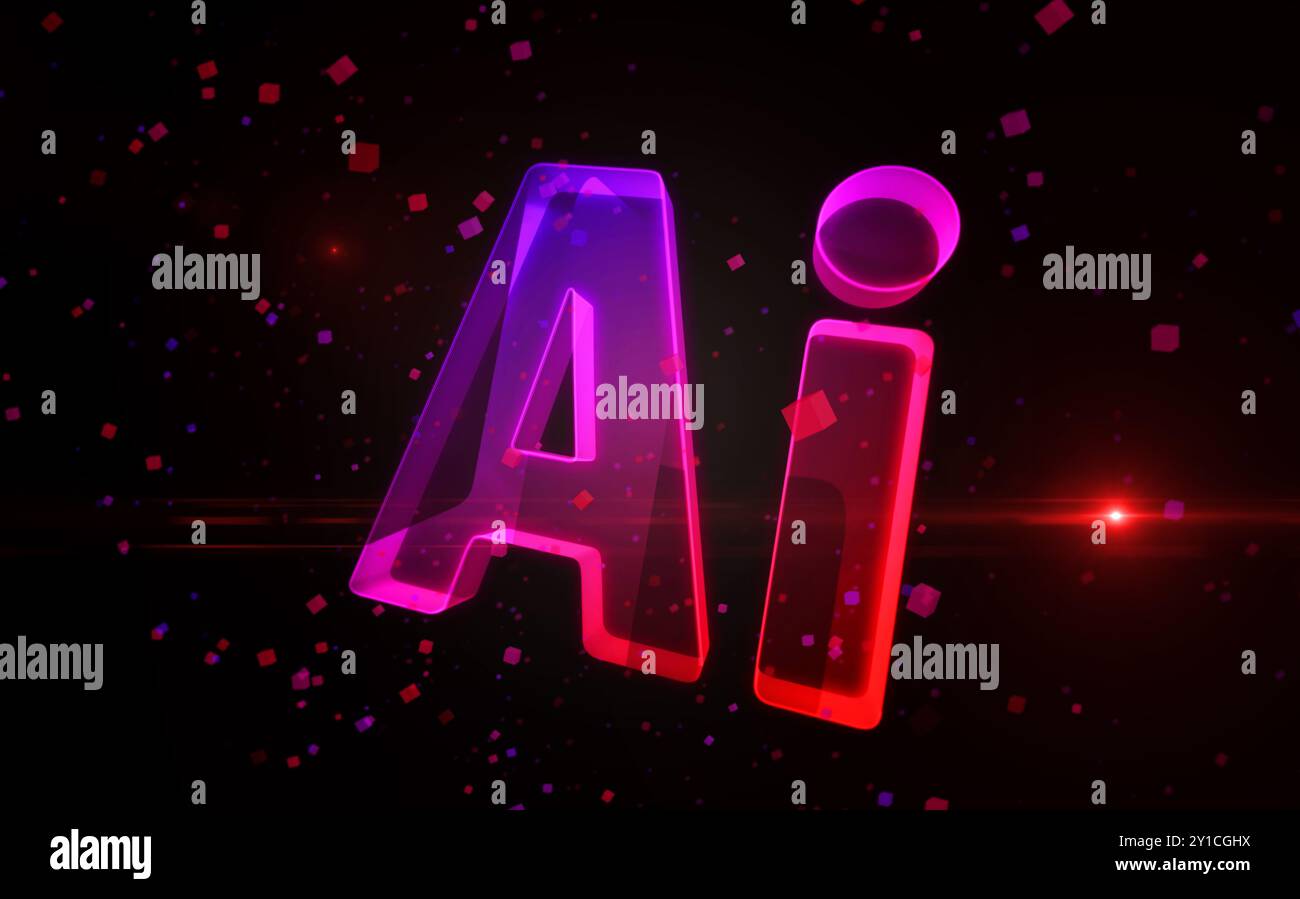 Artificial intelligence AI symbol digital abstract concept holographic ...