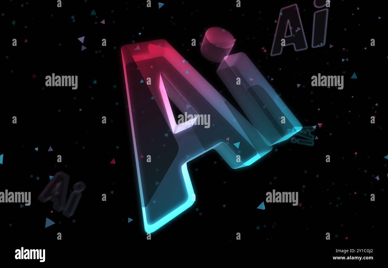 Artificial intelligence AI symbol digital abstract concept holographic ...
