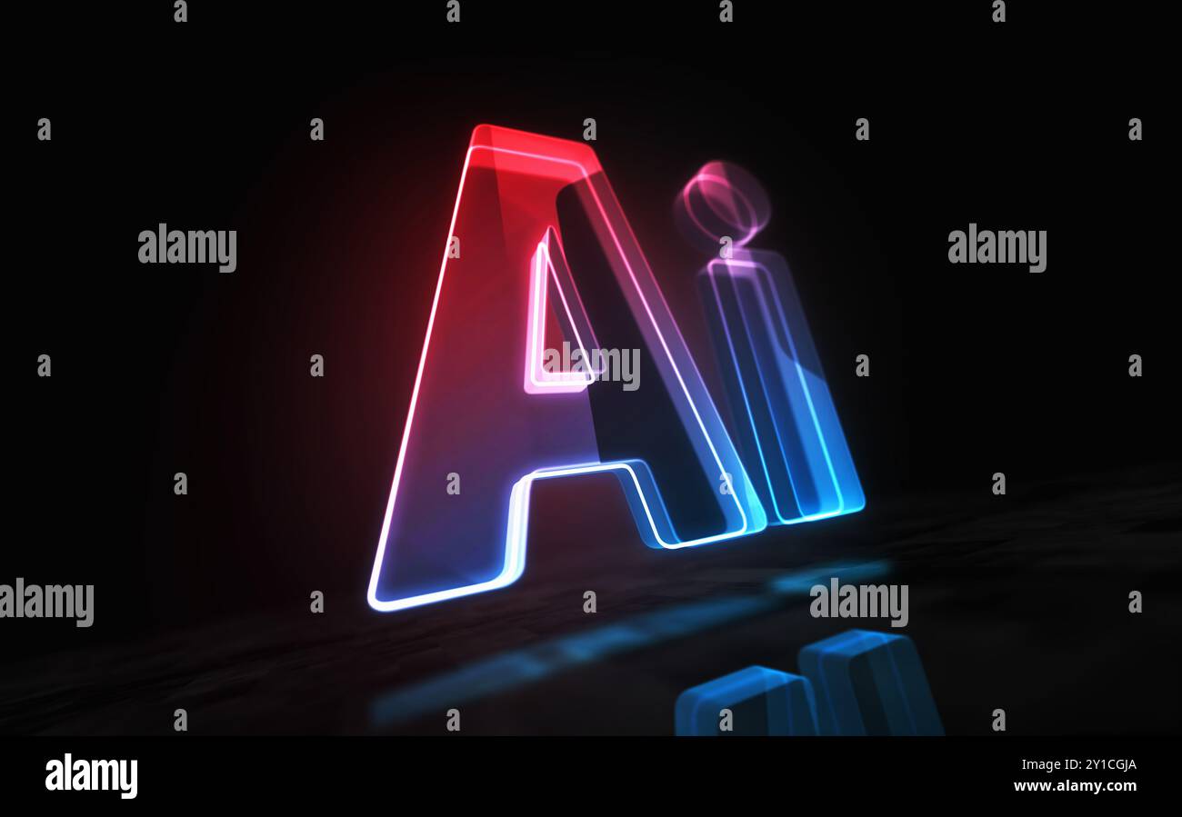 Artificial intelligence AI symbol digital abstract concept holographic ...